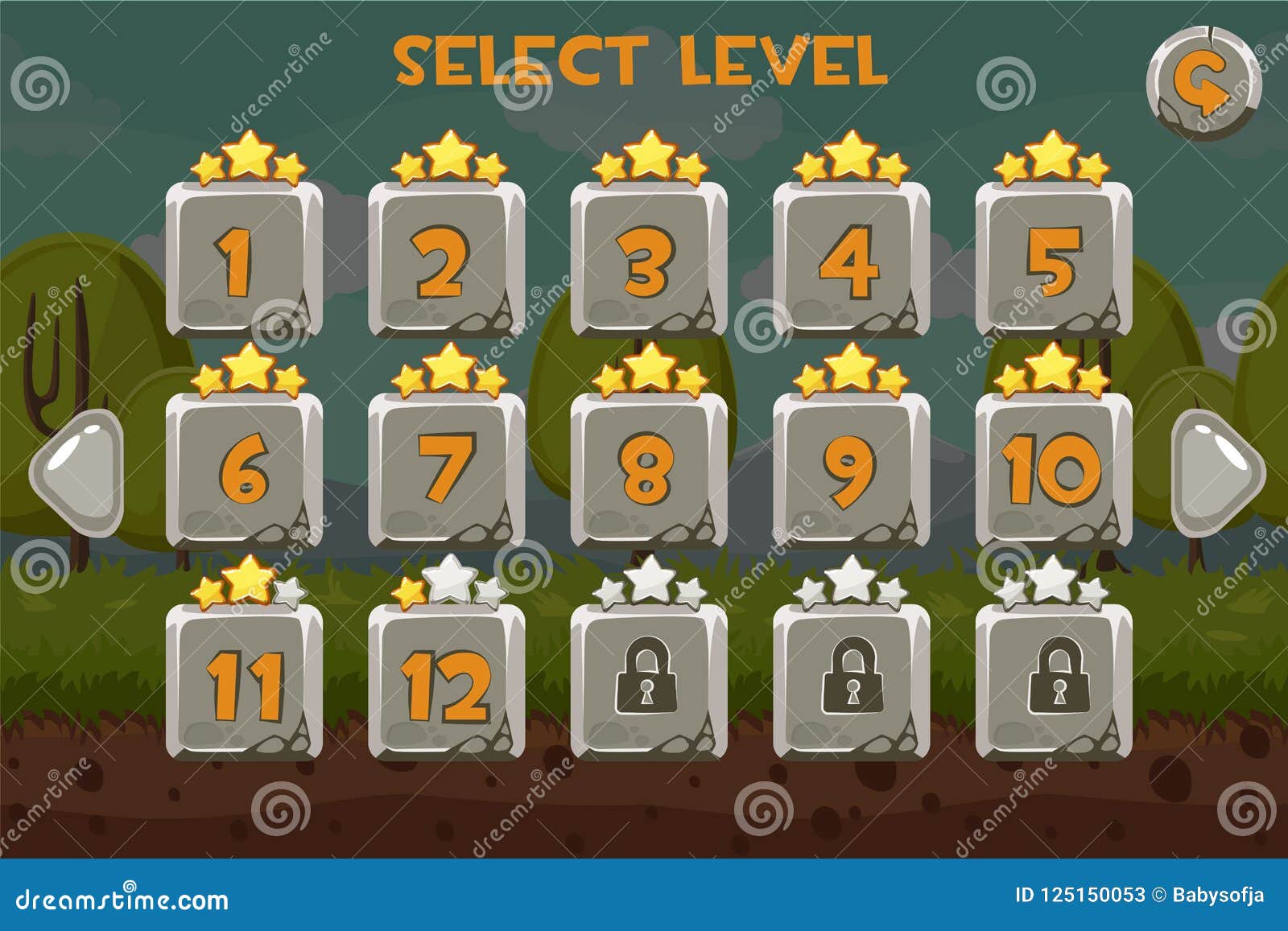Level Selection Screen. Game Ui Set On The Halloween Background. Vector ... Level Selection Screen. Game Ui Set On The Halloween Background. Vector ...