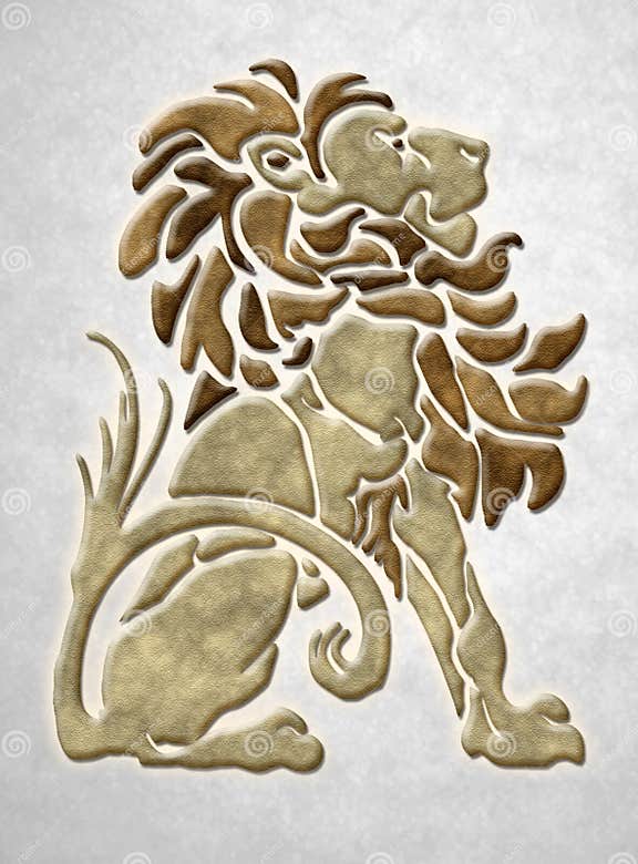Stone Lion Architectural Motif Stock Illustration - Illustration of ...