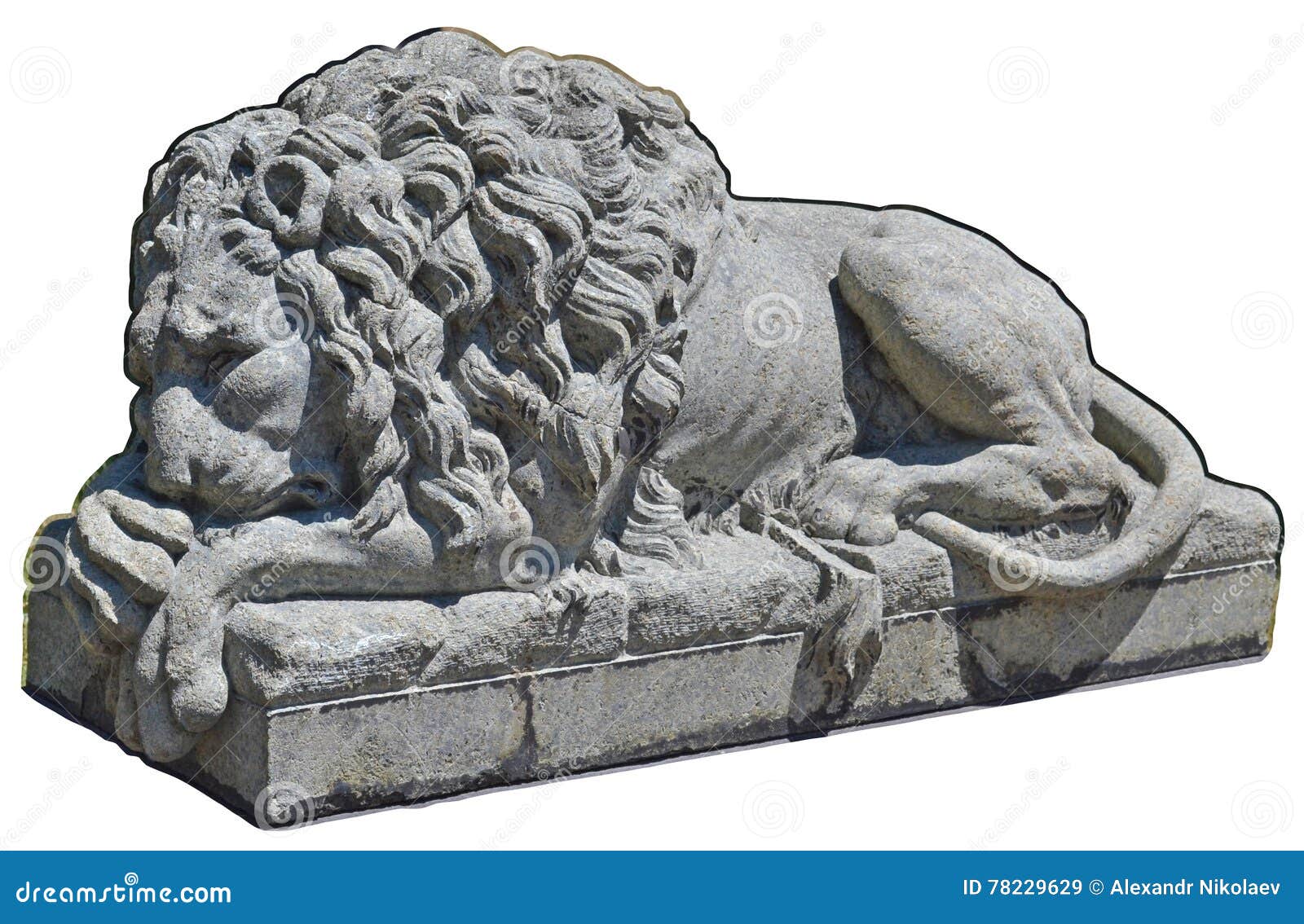 Stone Lion Statue Isolated with Path Stock Image - Image of protect ...