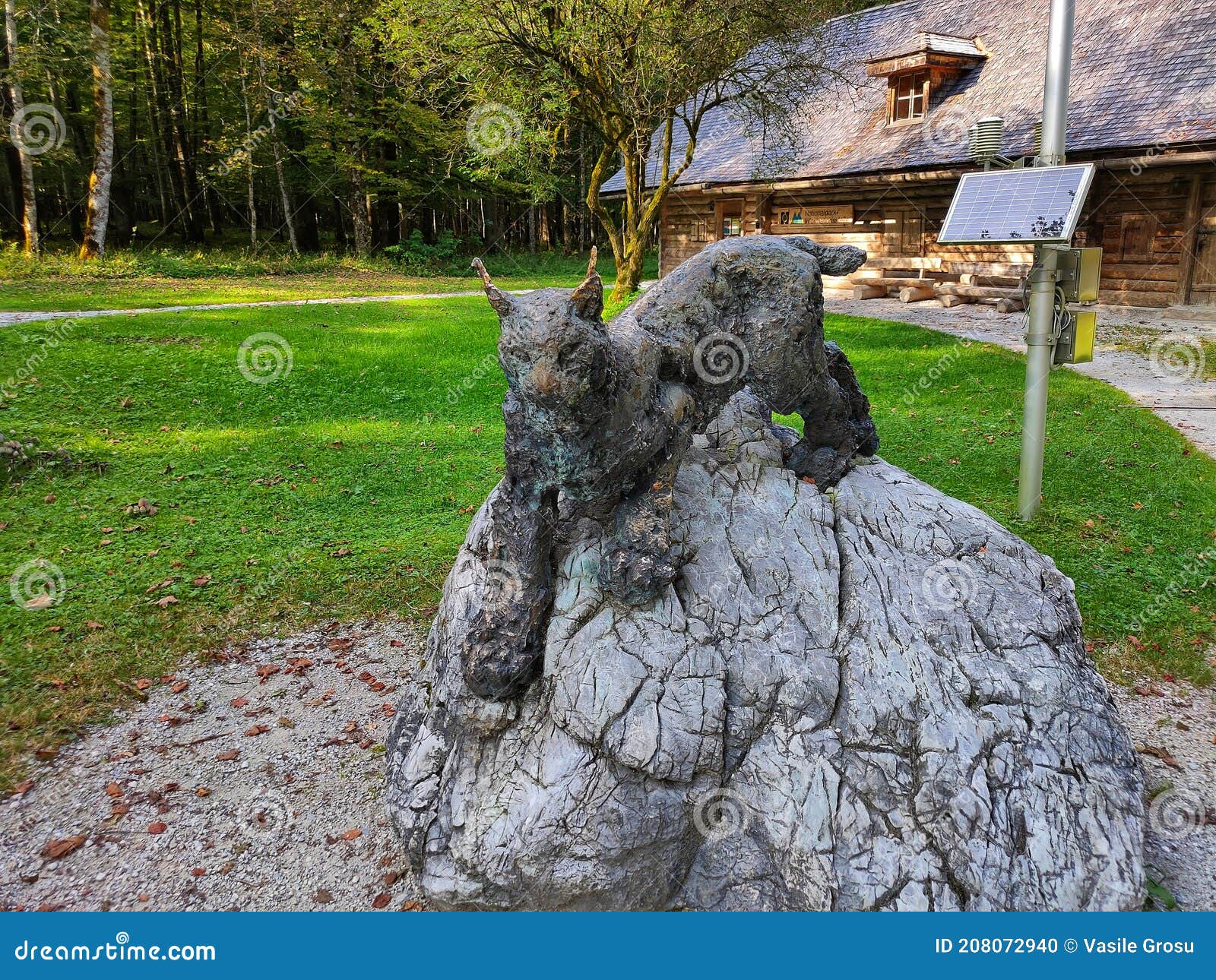 Stone Lynx Figure, Germany 2020 Stock Photo - Image of statue, grass ...