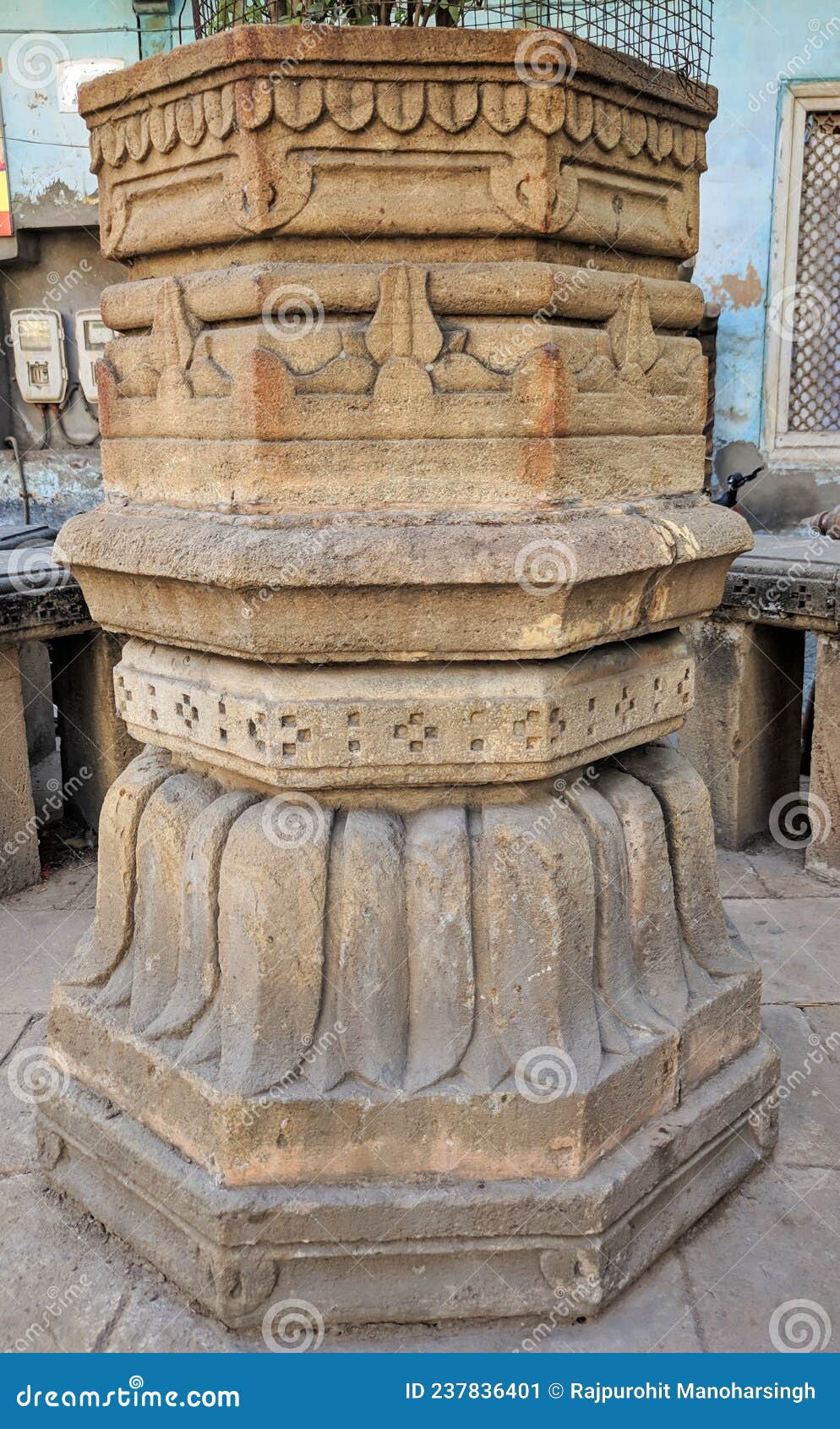 Stone Made Defined Indian Heritage Pots for Plants Stock Image - Image ...