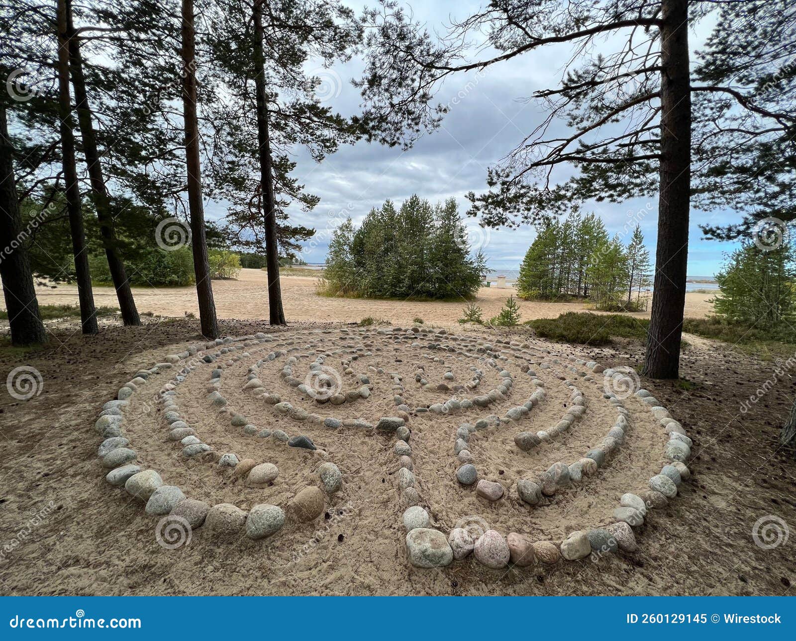Stone-made Labyrinth on the Ground Surrounded by Trees Stock Image ...
