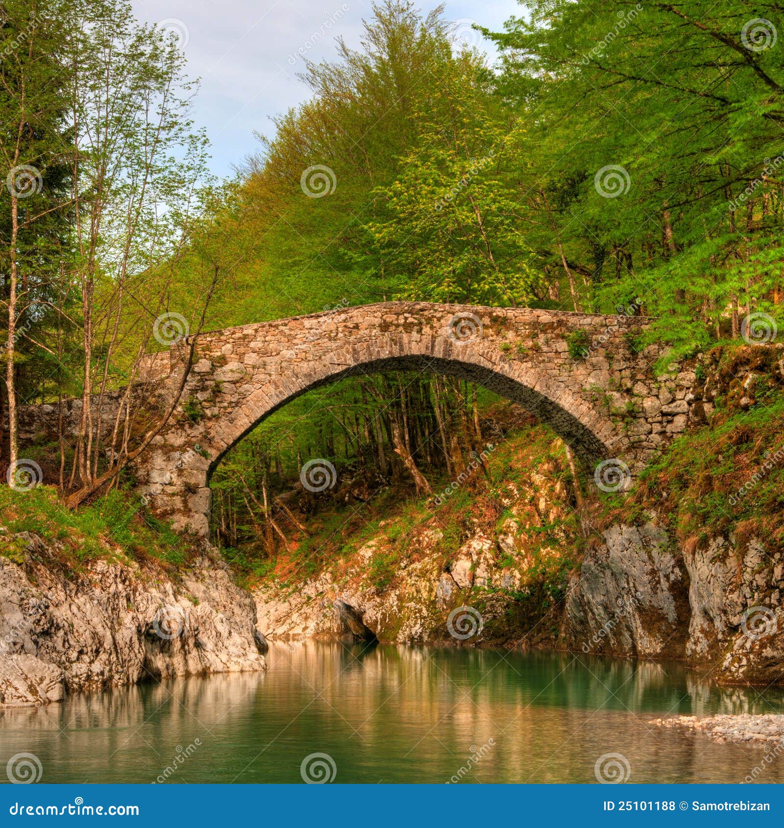 Stone Made Old Footbridge in the Forest Stock Photo - Image of rock ...