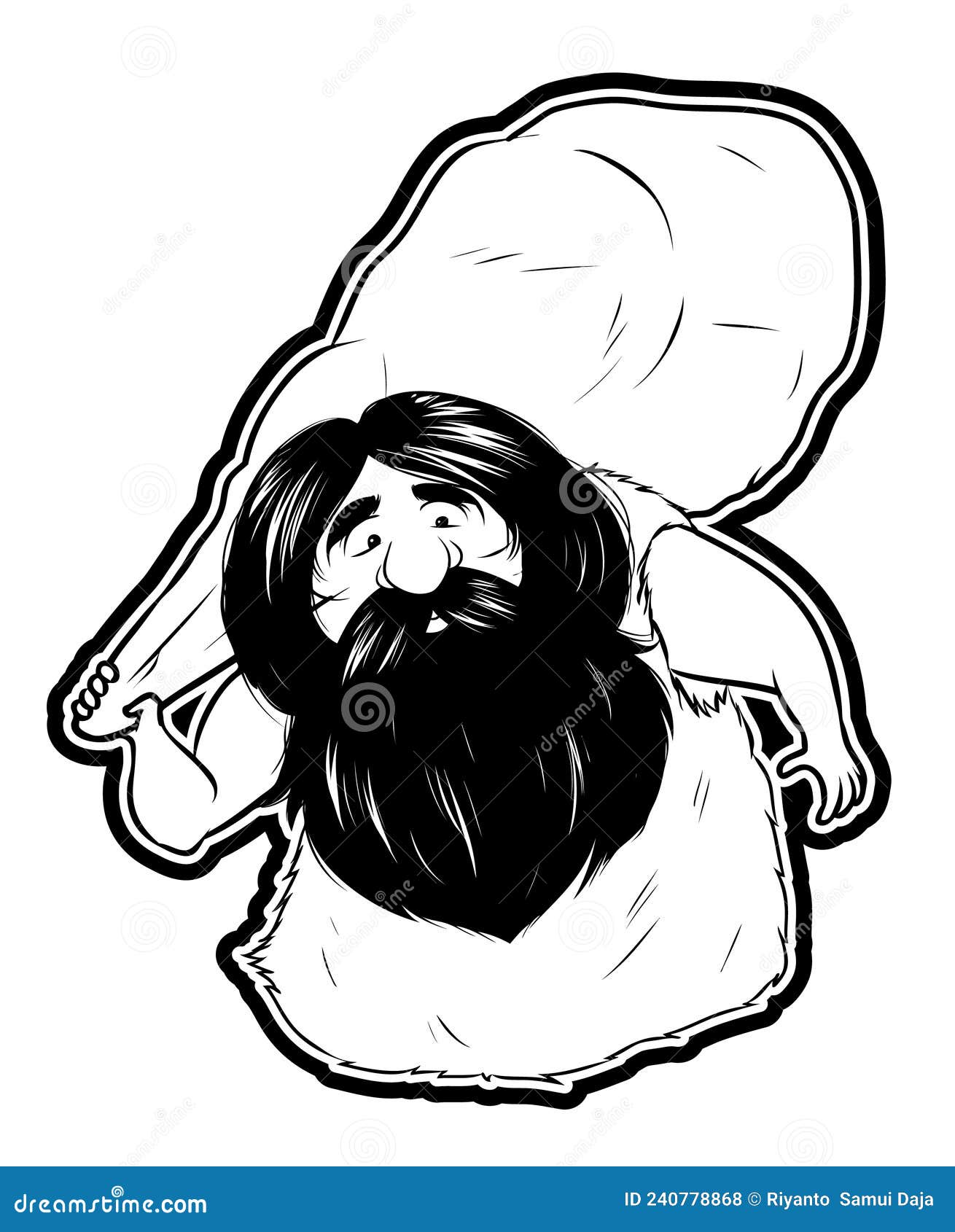 Stone Man Black and White Illustration Design Stock Vector ...