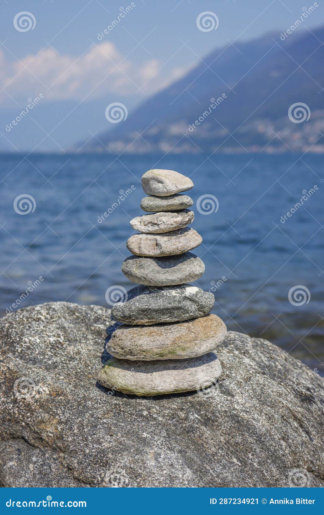 Stone Man at the Lago Maggiore in Switzerland Stock Image - Image of ...
