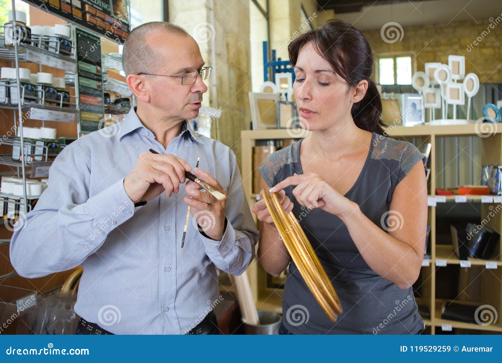 Stone Mason with Apprentice at Work on Carving in Studio Stock Image ...