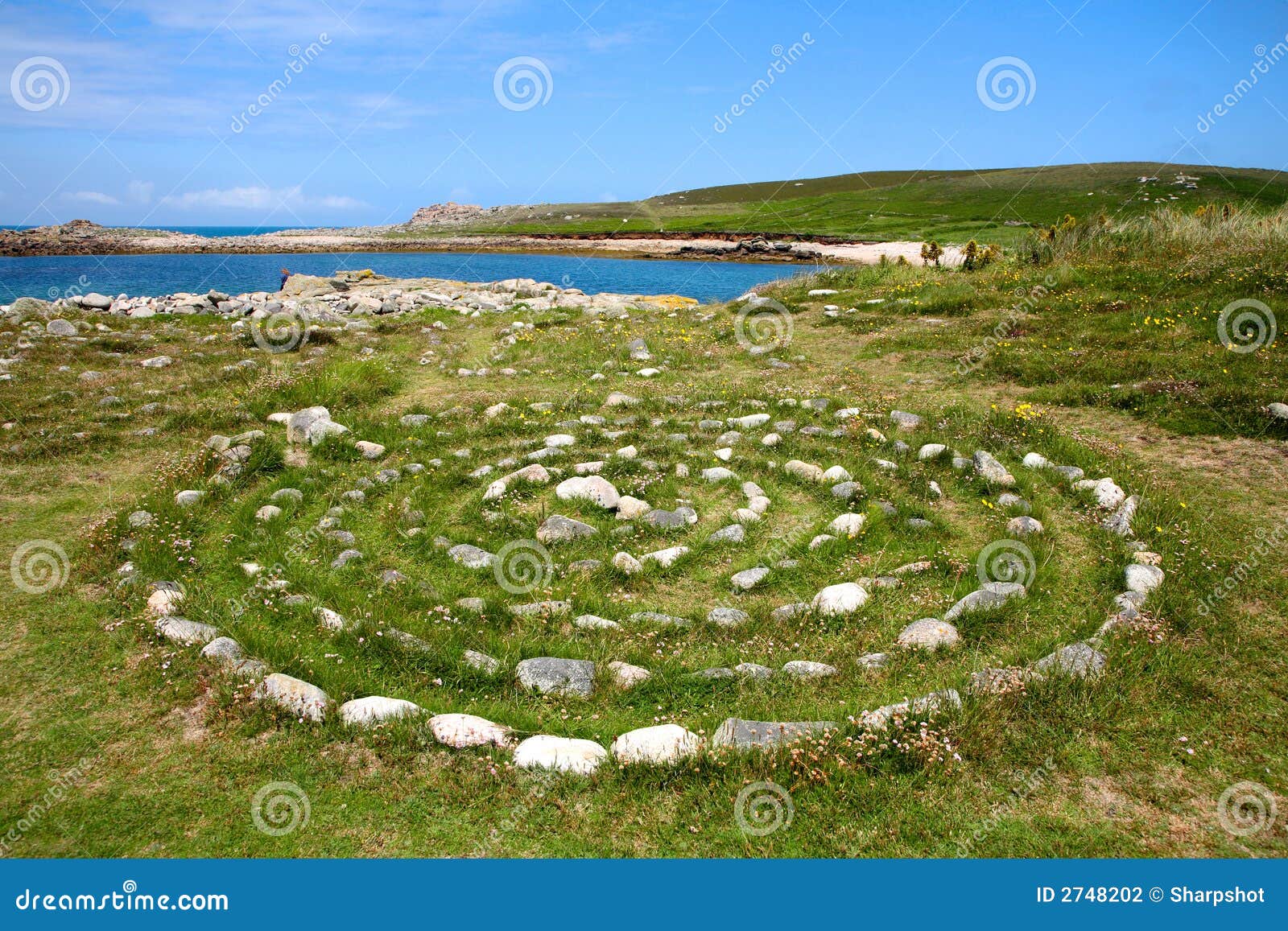 A stone maze. stock photo. Image of natural, grass, blue - 2748202