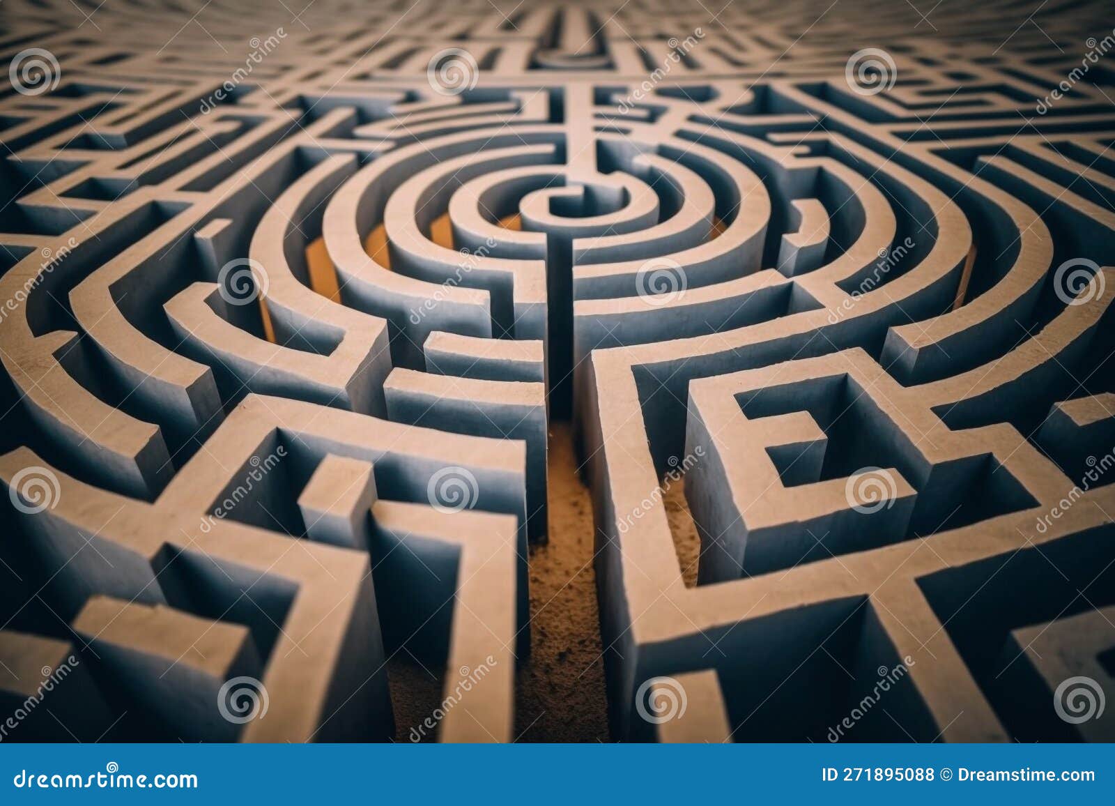 Stone Maze Top View Generative AI Stock Illustration - Illustration of ...