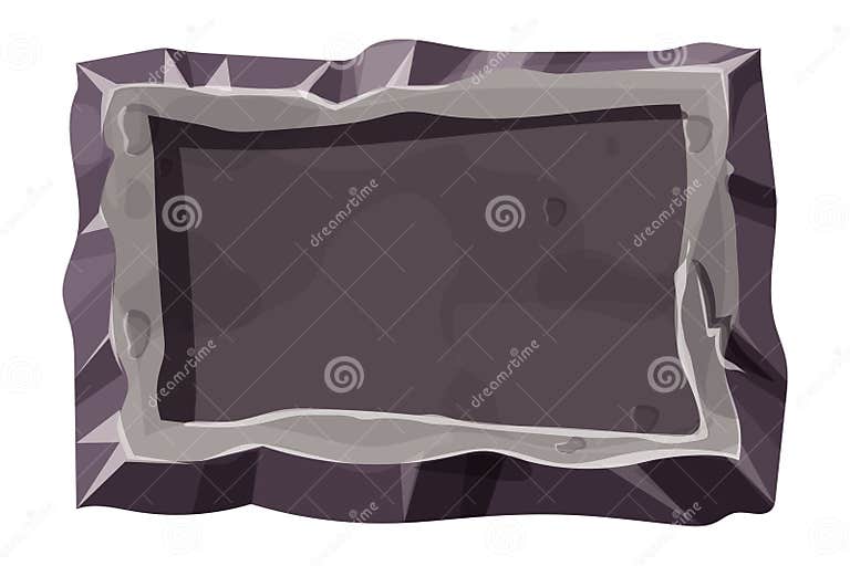 Stone Menu Panel, Rock Frame in Comic Cartoon Style Textured Isolated ...