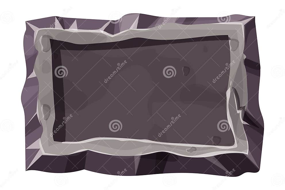 Stone Menu Panel, Rock Frame in Comic Cartoon Style Textured Isolated ...