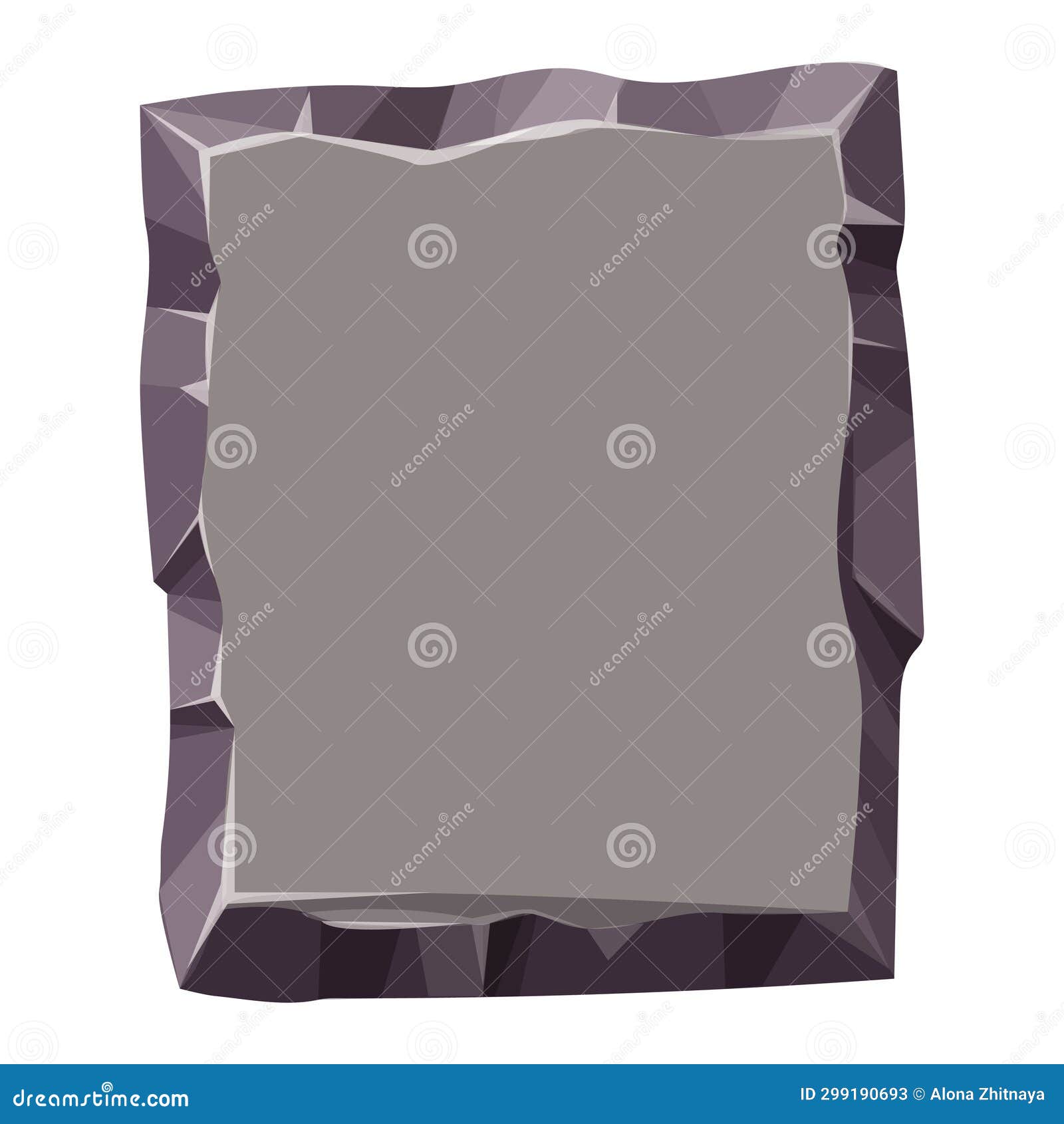 Stone Menu Panel, Rock Frame in Comic Cartoon Style Textured Isolated ...