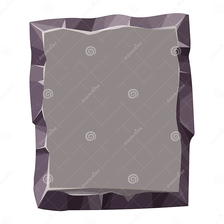 Stone Menu Panel, Rock Frame in Comic Cartoon Style Textured Isolated ...