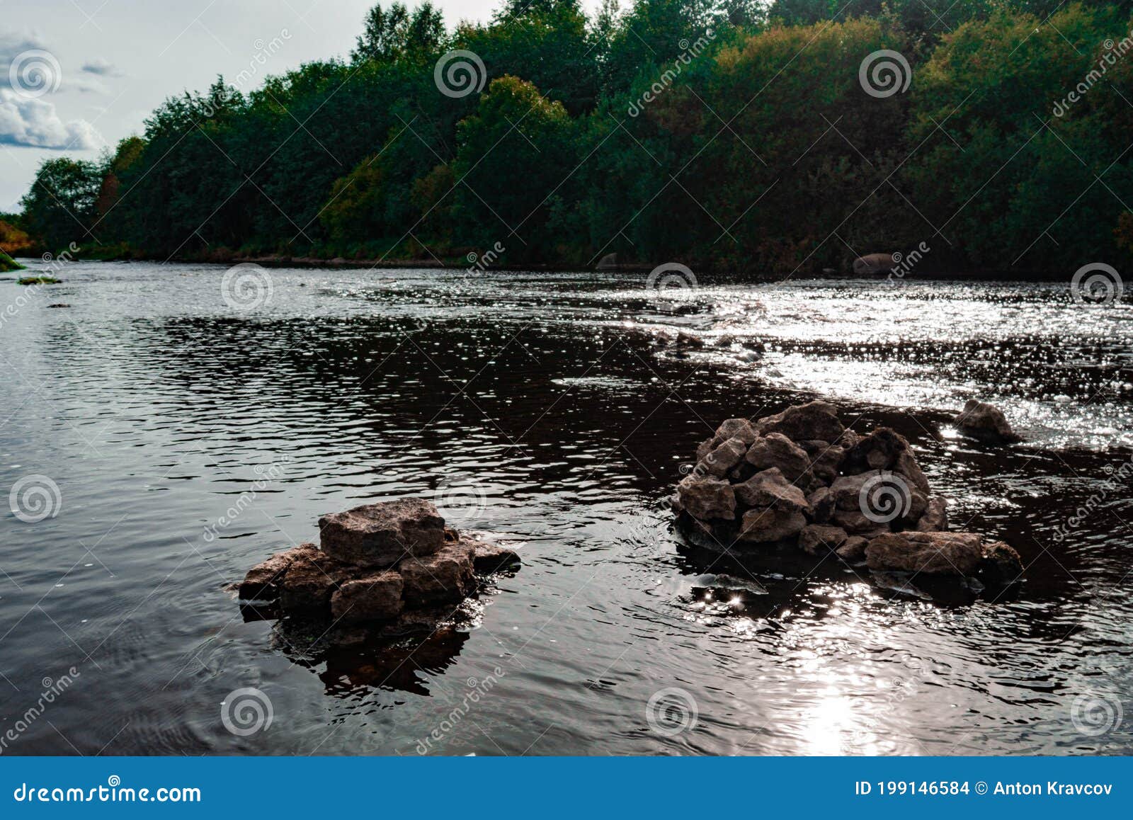 A Bunch of Rocks in the Running Water Stock Photo - Image of evening ...