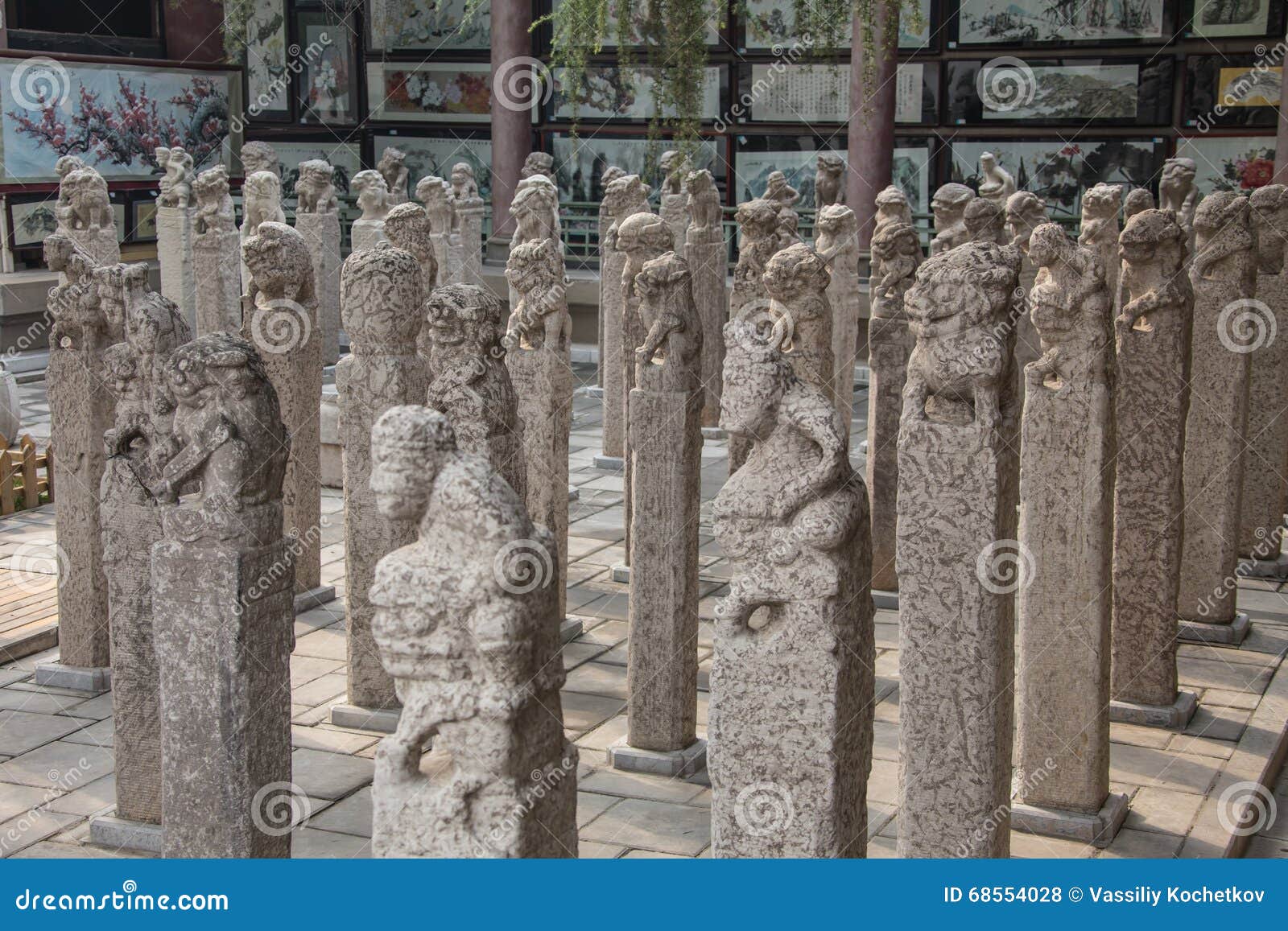 Stone Milestone on a China Temple Stock Photo - Image of green ...