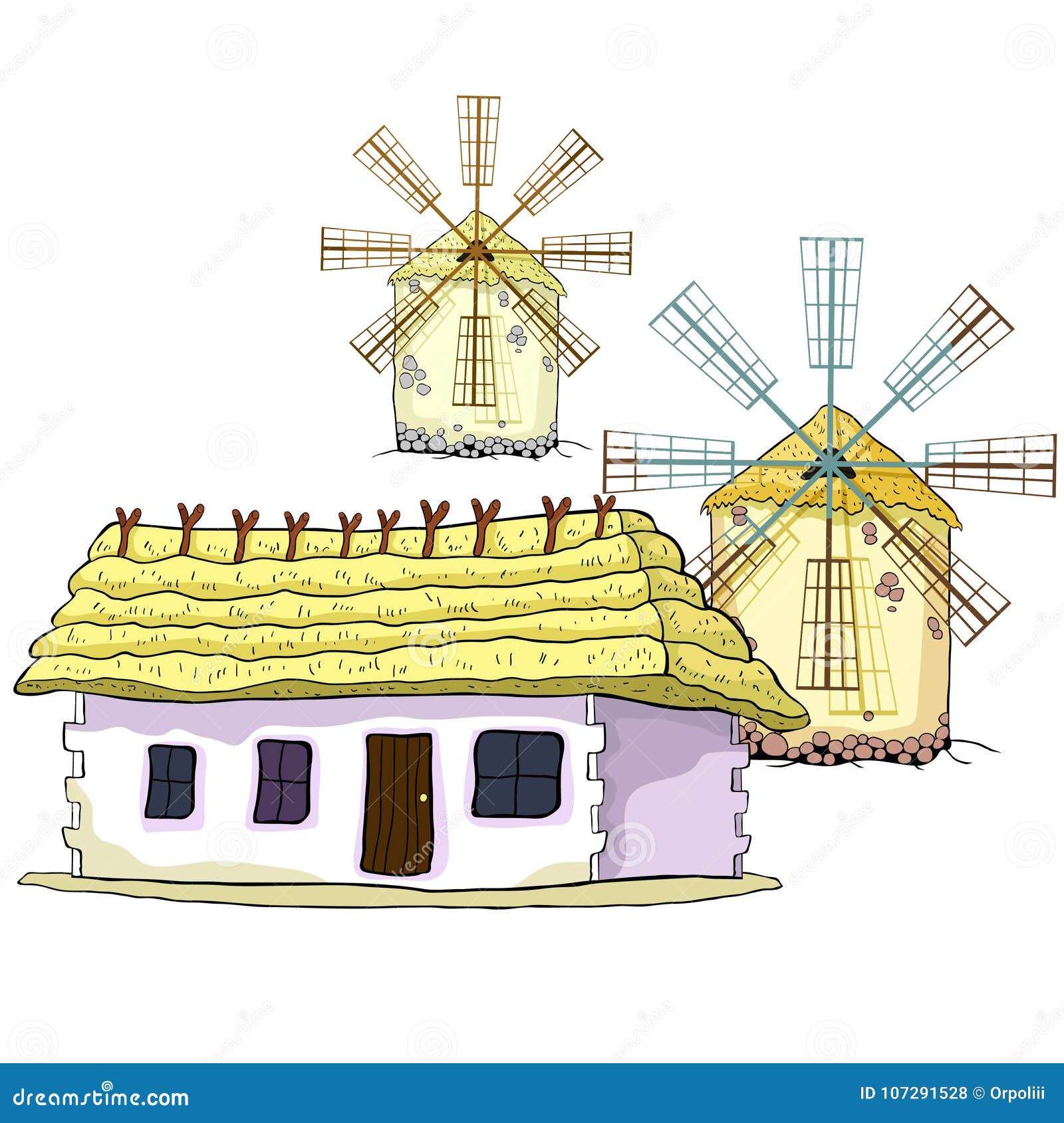 A Stone Mill with 8 Blades Home . Vector Illustration Stock Vector ...
