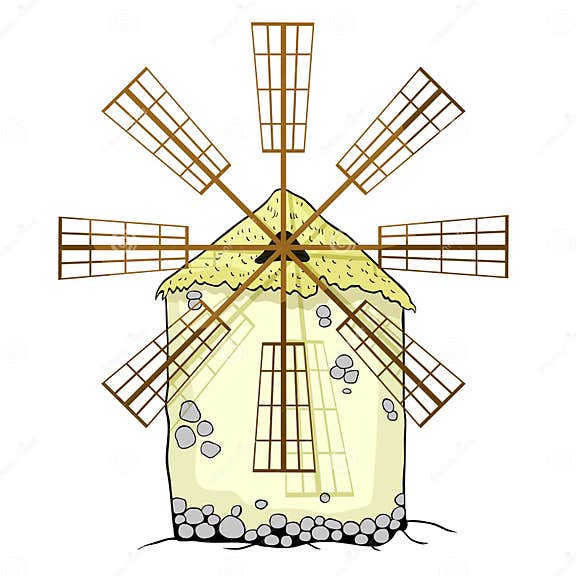 A Stone Mill with 8 Blades. Vector Illustration Stock Vector ...