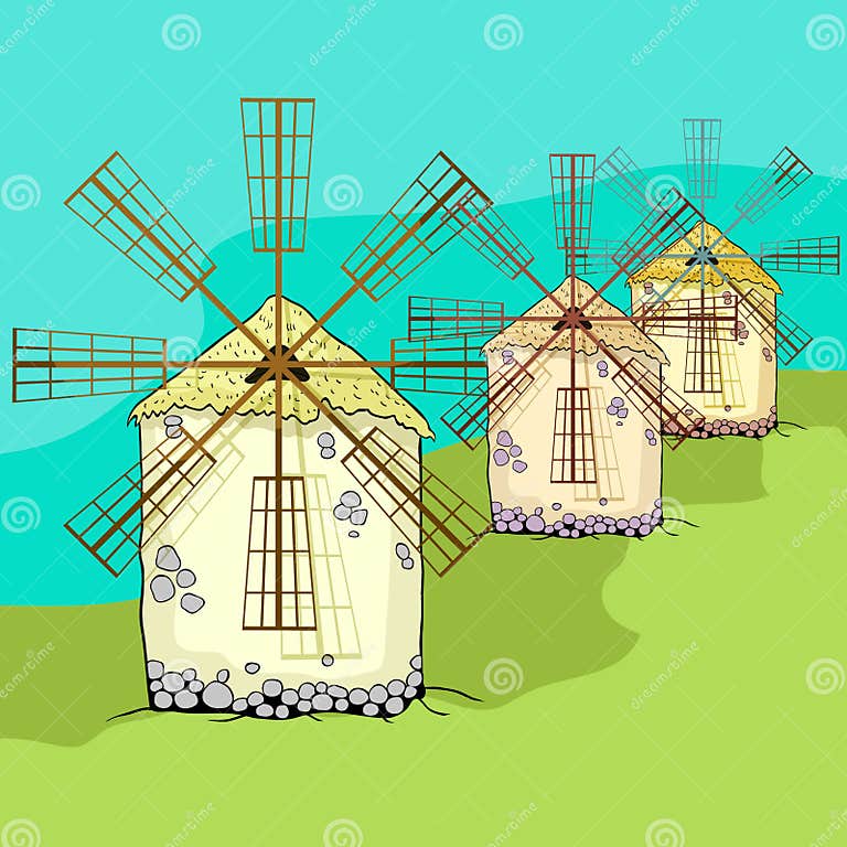 A Stone Mill with 8 Blades. Vector Illustration Stock Vector ...