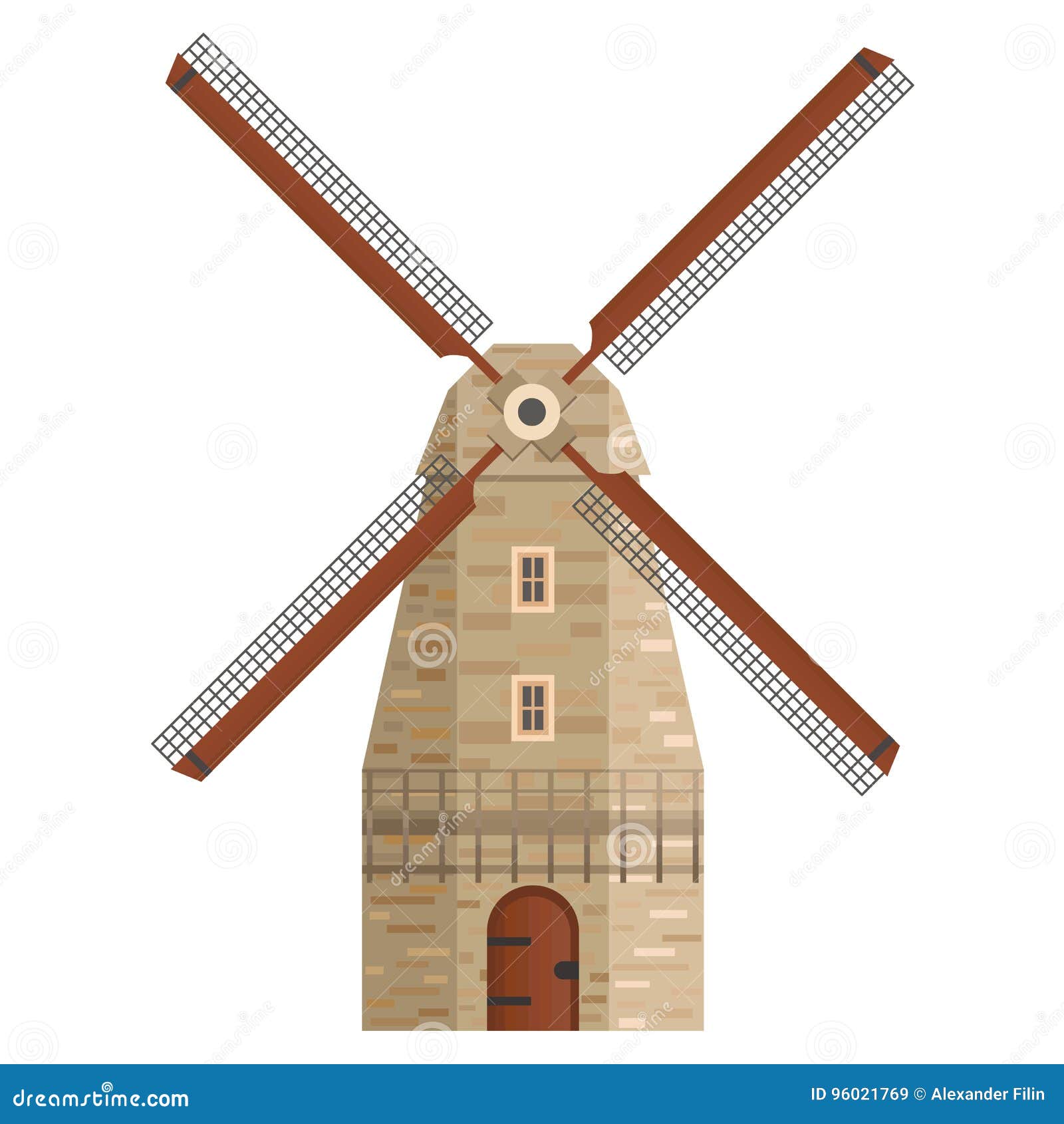 Stone Mill on Isolated White Background. Vector Illustration Stock ...