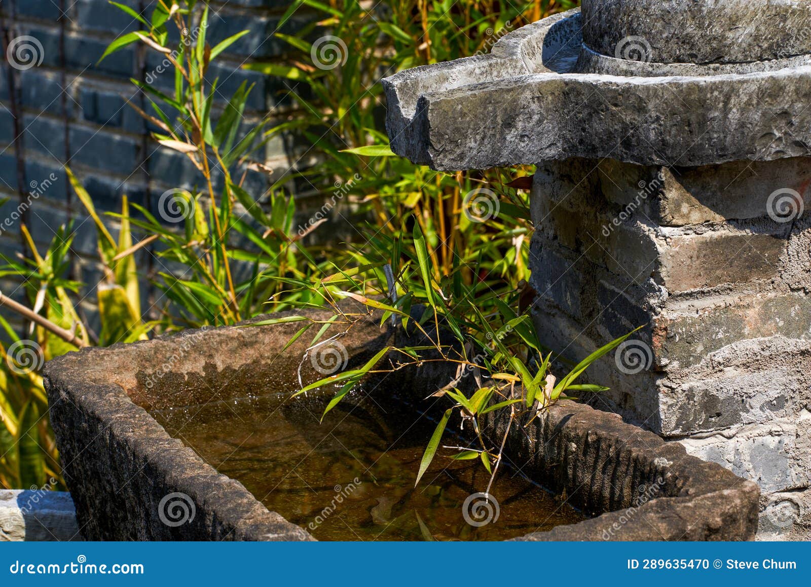 Stone Mill Running Water Pool in Chinese Classical Garden Stock Photo ...