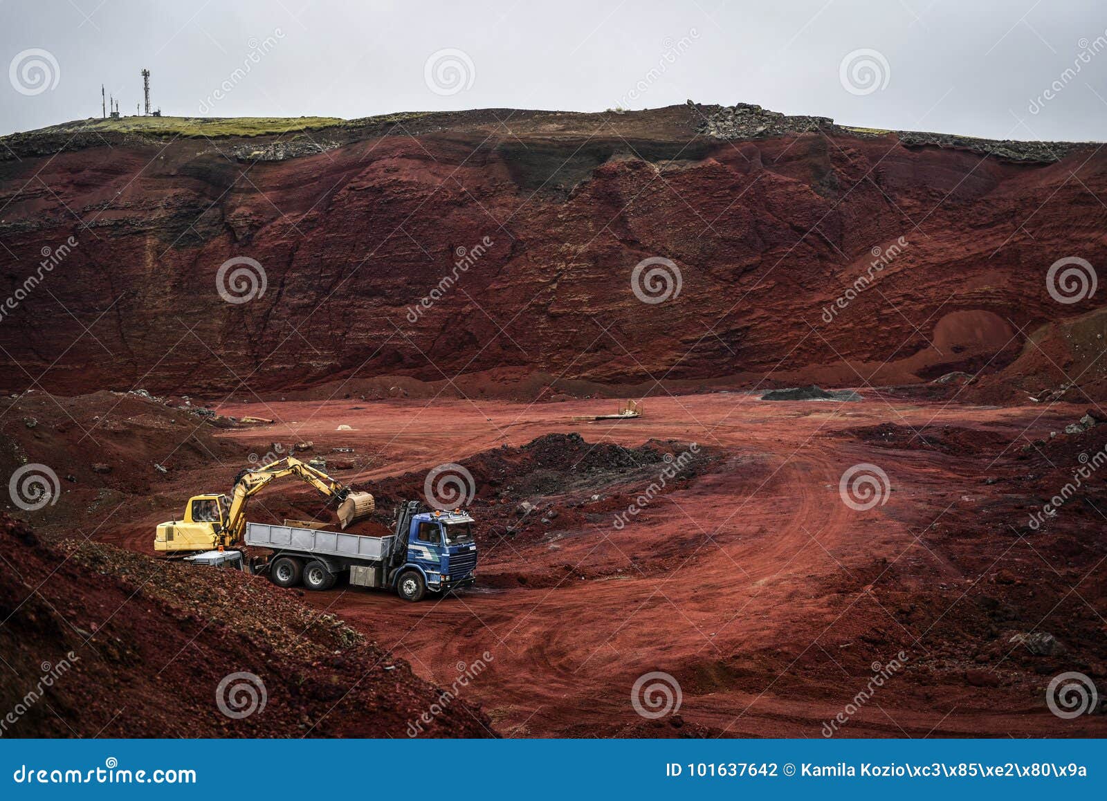 Stone Mine of Red Stone in Iceland. Stock Photo - Image of chalybeate ...