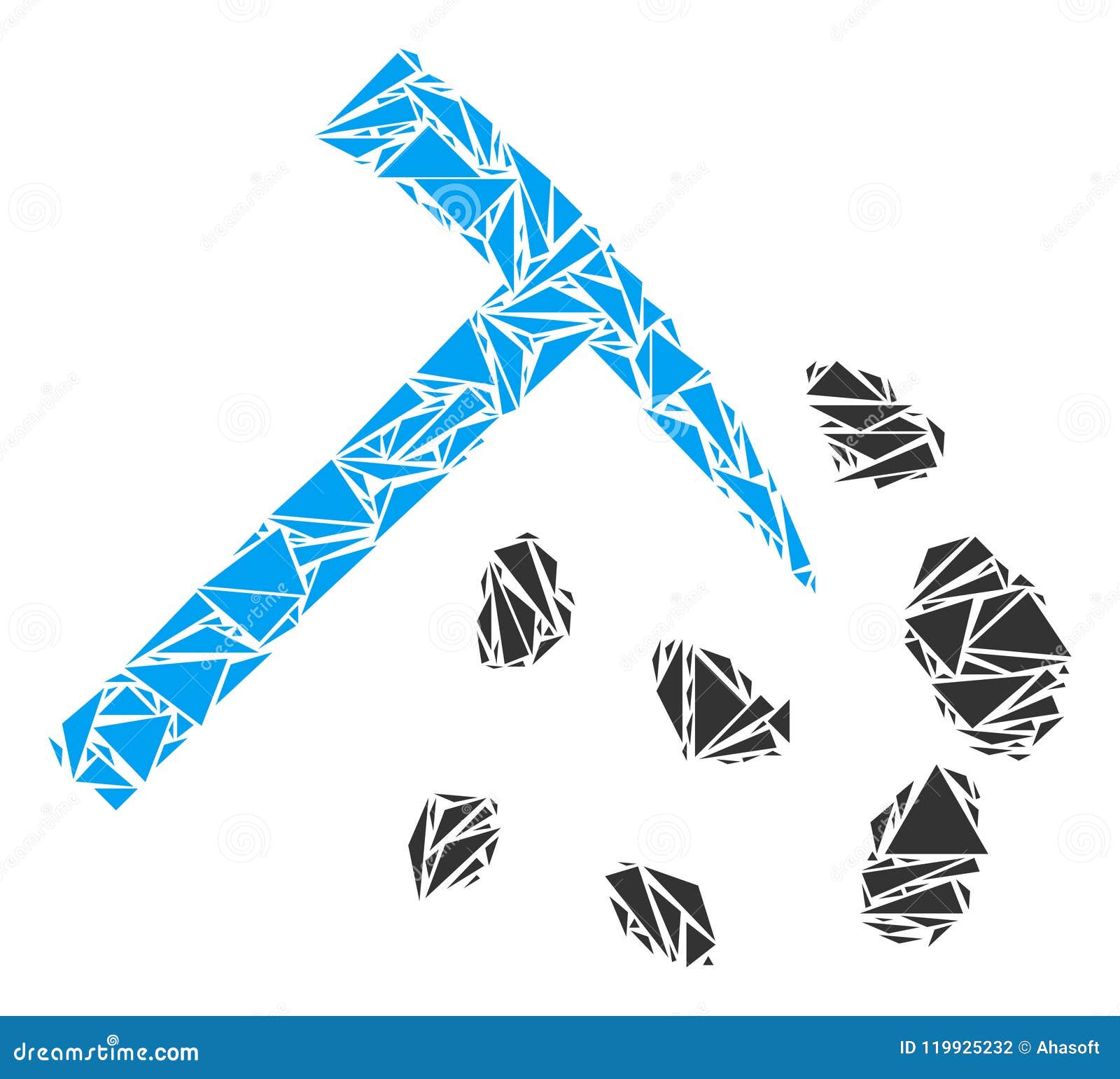 Stone Mining Hammer Collage Of Triangles Vector Illustration ...
