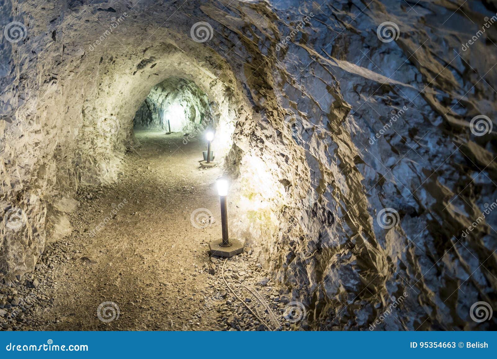 Stone mining tunnel stock image. Image of narrow, industrial - 95354663
