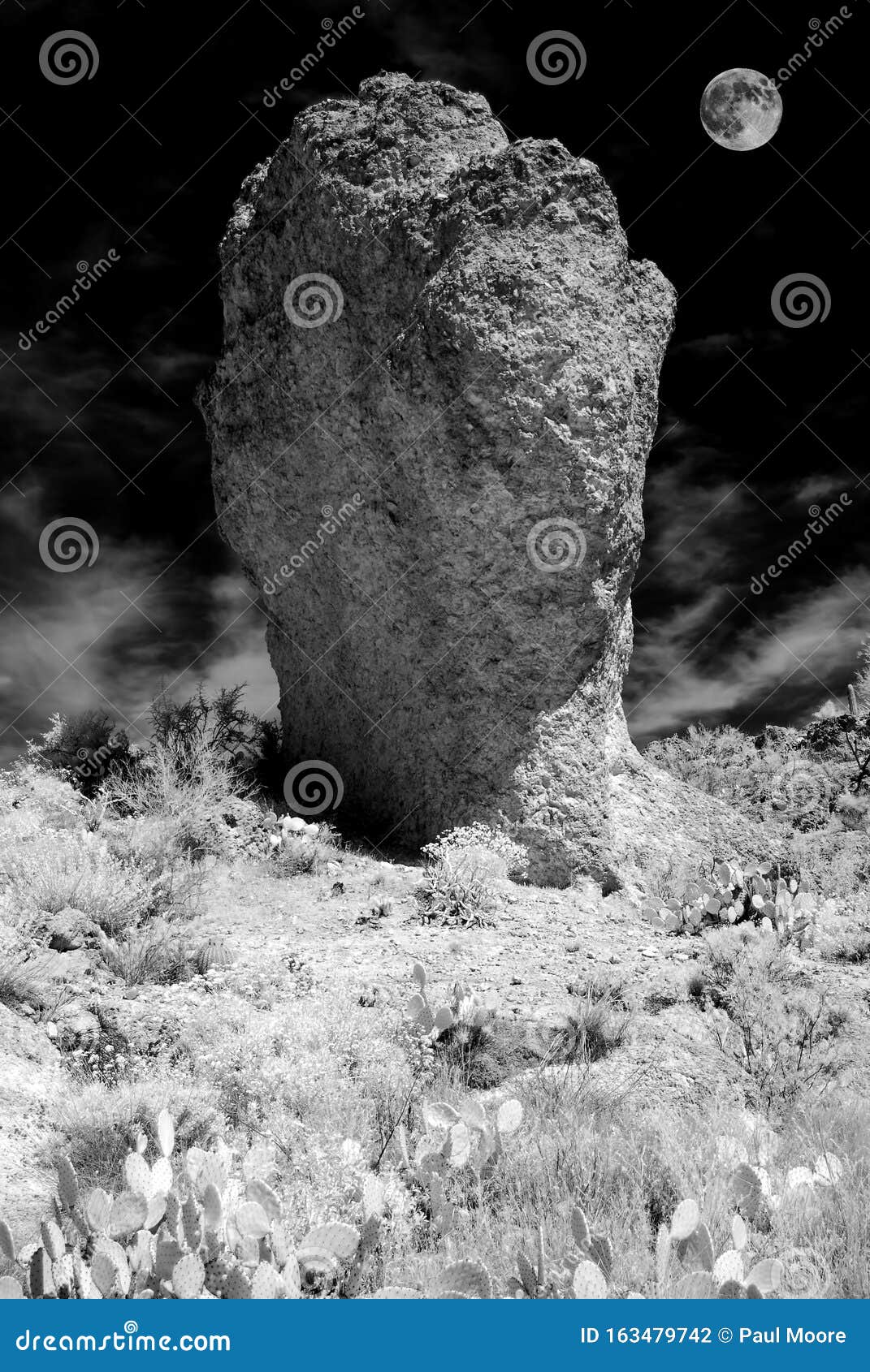 Stone Monolith Sonora Desert Moon Stock Photo - Image of monolith ...