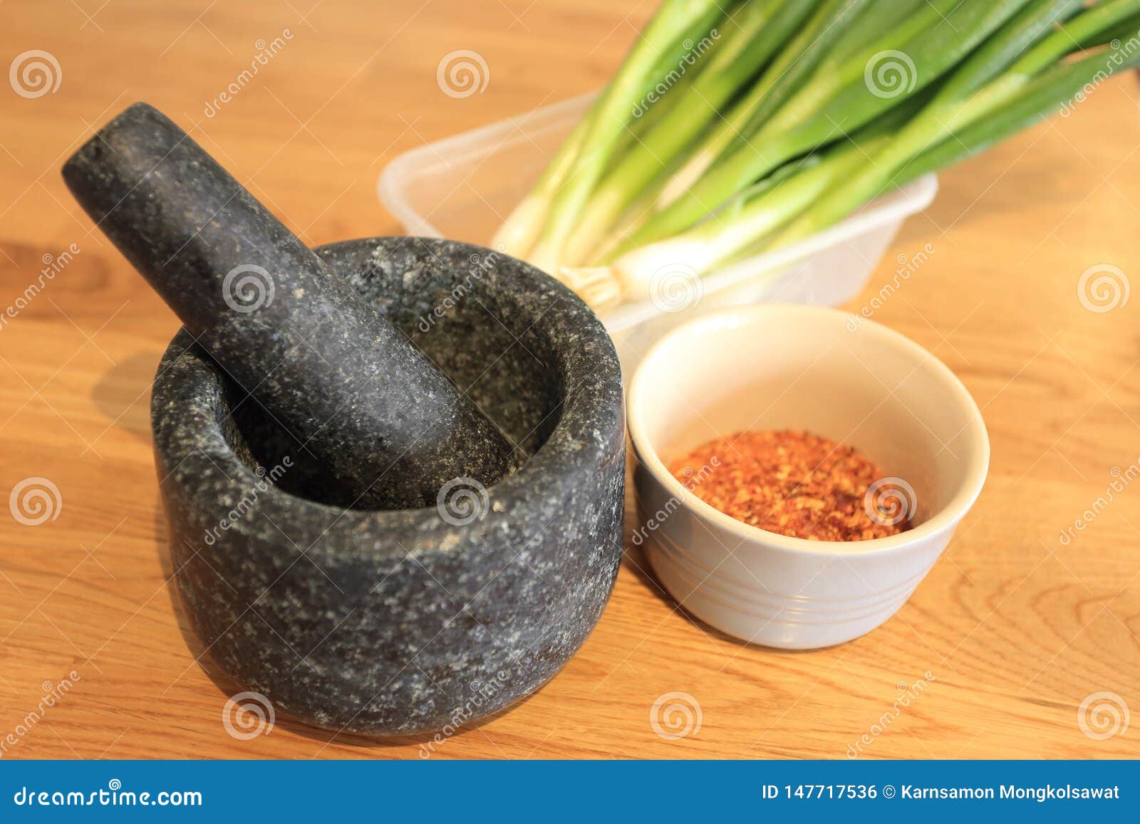 Stone Mortar for Thai Food Cooking Stock Photo - Image of organic ...