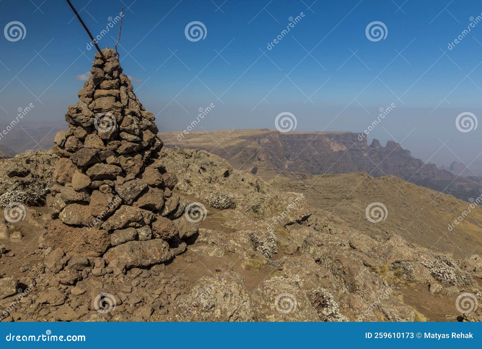 Stone Mound on Mount Bwahit Peak in Simien Mountains, Ethiop Stock ...