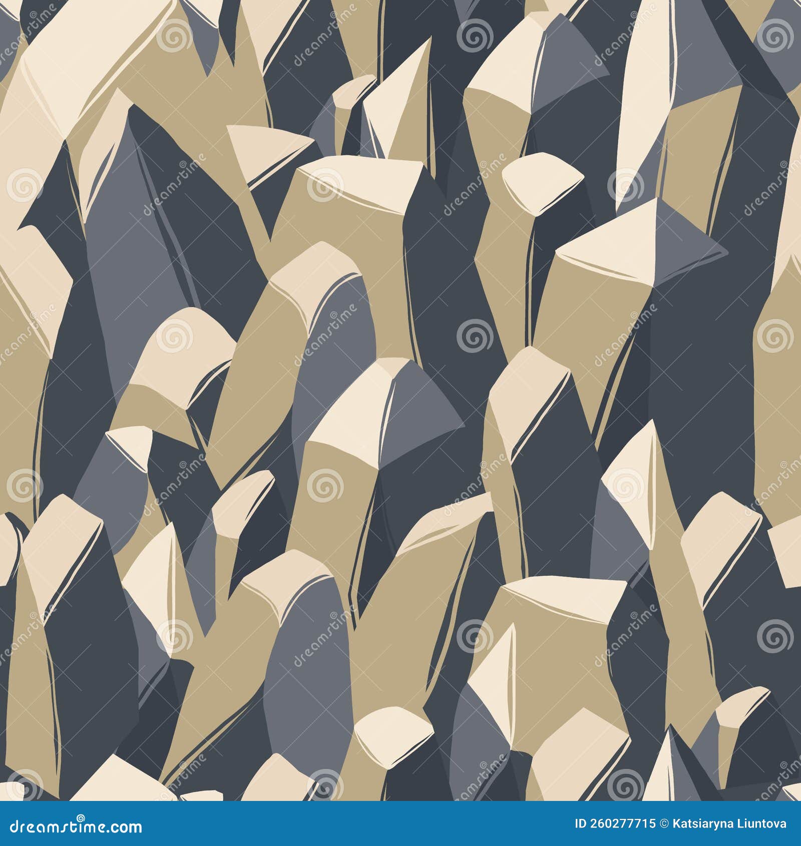 Stone Mountains Cliffs Seamless Pattern. Rocky Landscape Background ...