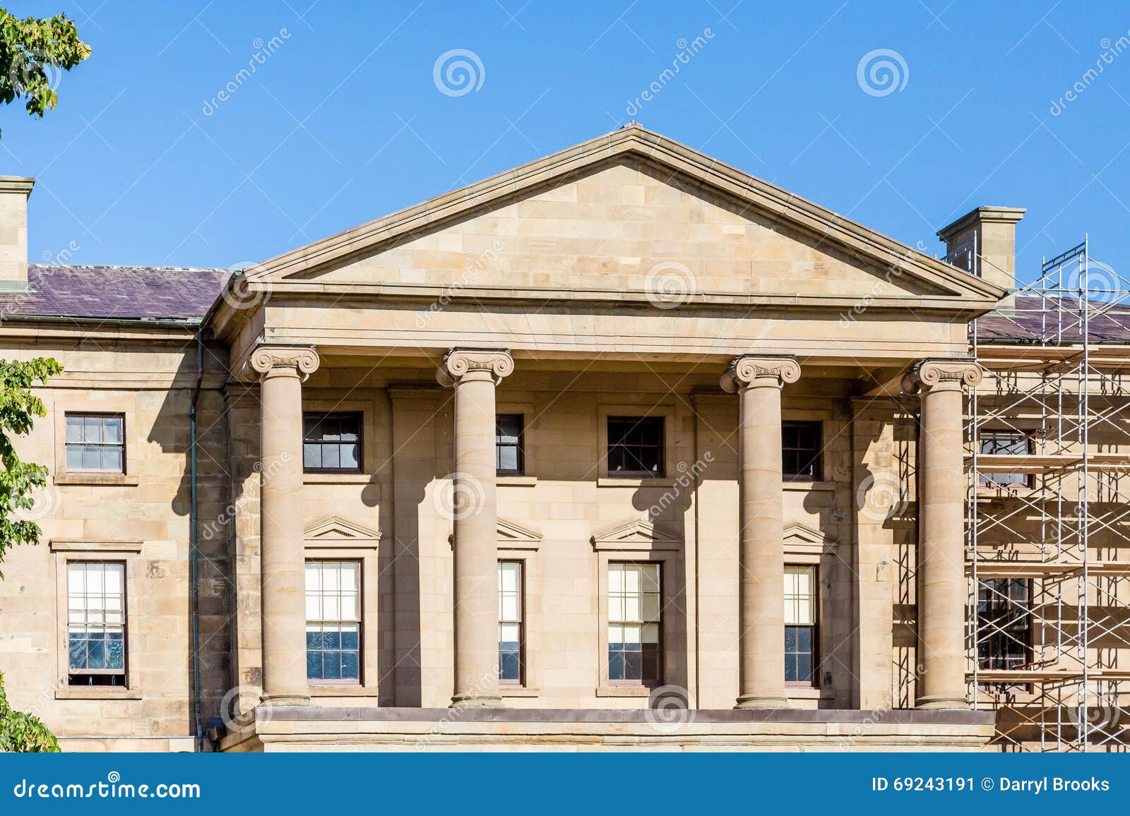 Stone Museum with Scaffolding on Facade Stock Image - Image of ...