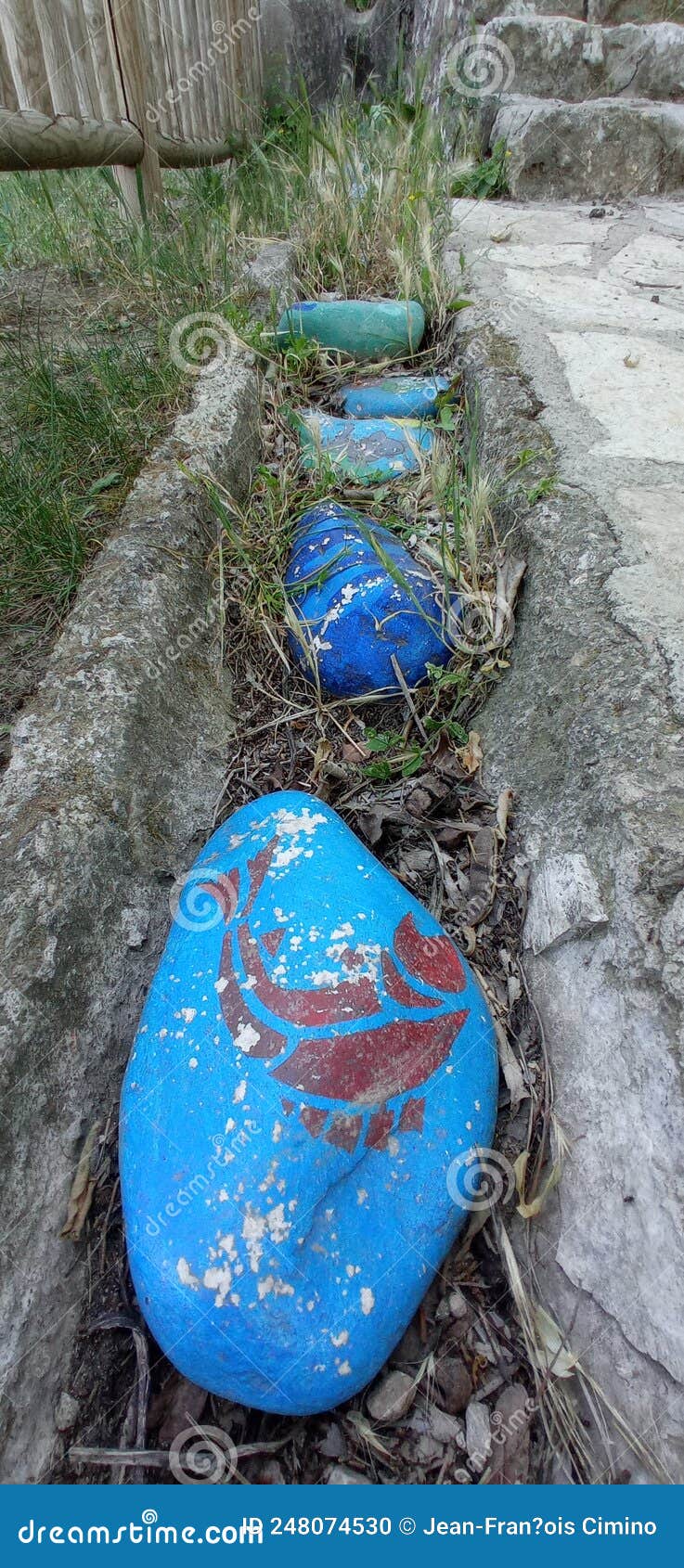 Stone in Old Irrigation Canal Stock Photo - Image of geology, leaf ...