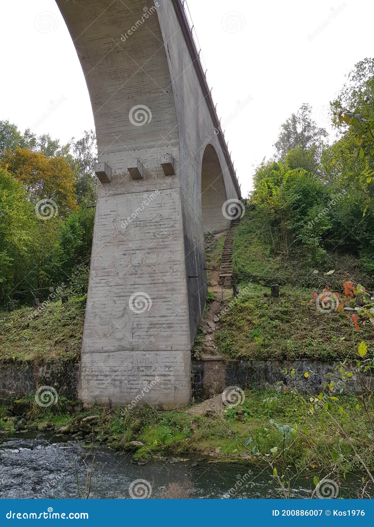 Stone Pillars of the Old Railway Bridge Stock Image - Image of ...