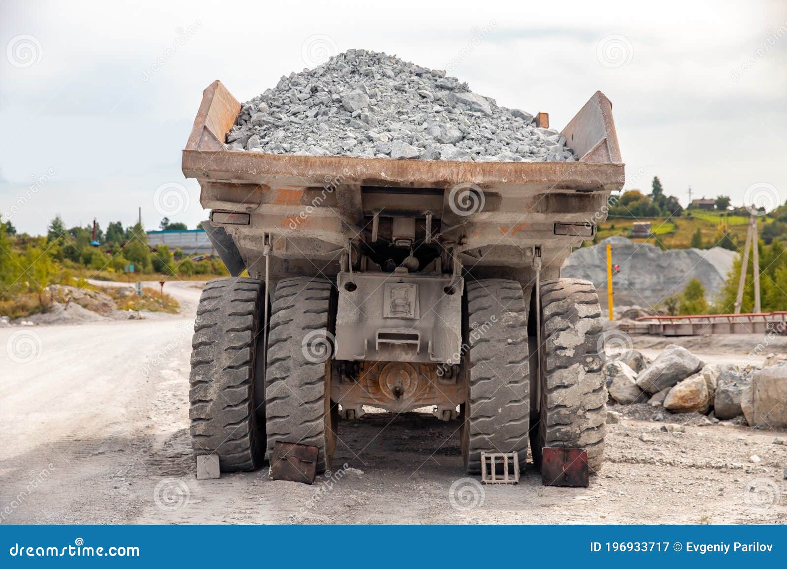 Stone Open Pit. Heavy Duty Truck Filled with Gravel for Processing ...