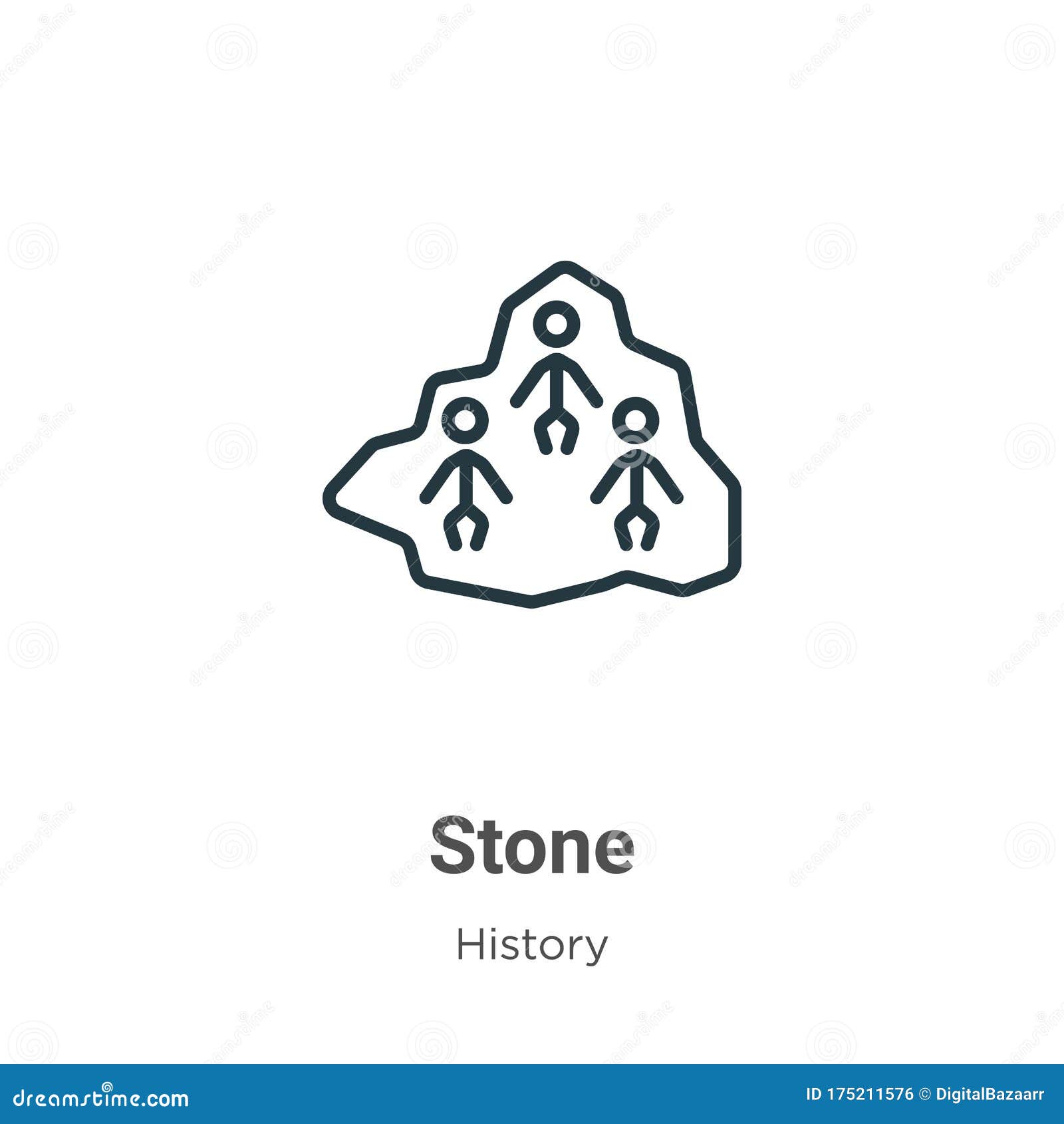 Stone Outline Vector Icon. Thin Line Black Stone Icon, Flat Vector ...