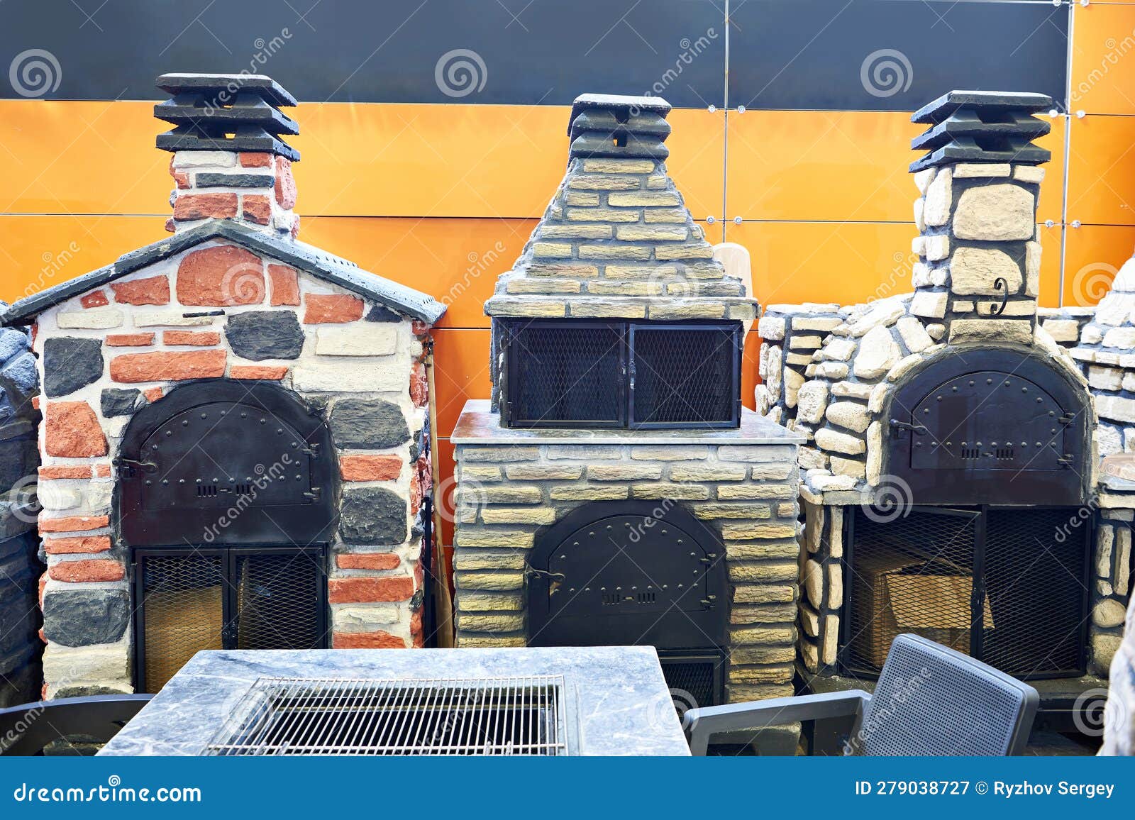 Stone Ovens BBQ in Exhibition Stock Image - Image of firewood, barbecue ...