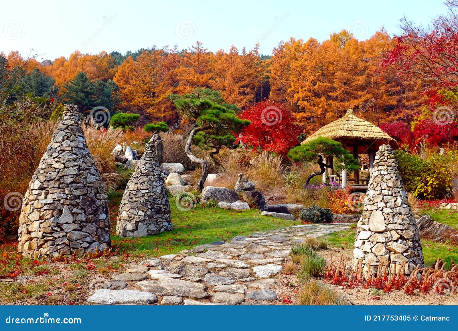 Stone Pagoda in a Beautiful Garden. Stock Image - Image of leave ...