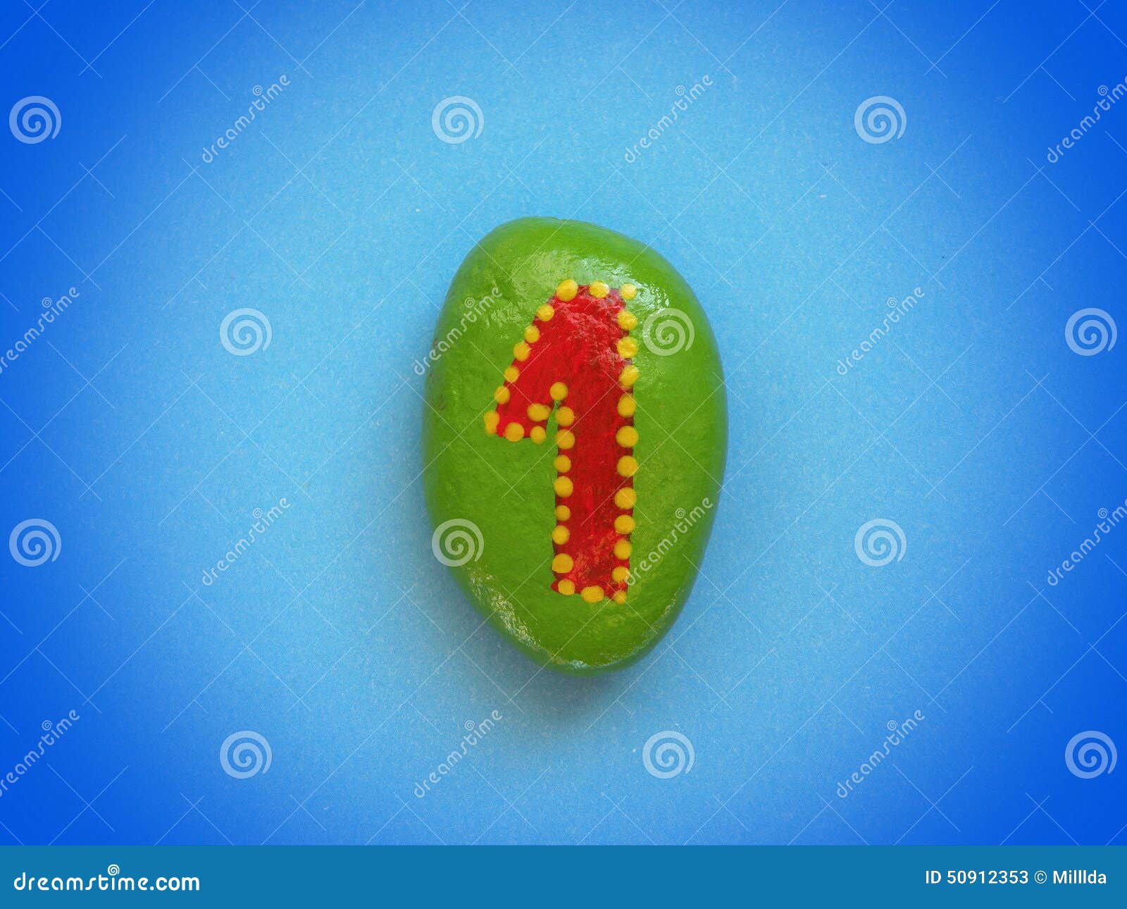 Stone with Painted Number One Stock Image - Image of color, pink: 50912353