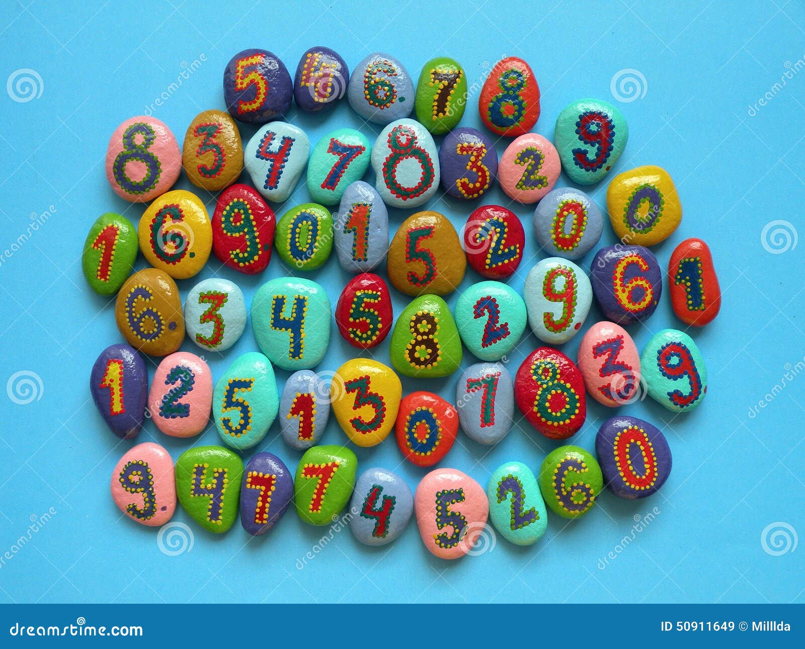 Stone with painted numbers stock image. Image of nine - 50911649