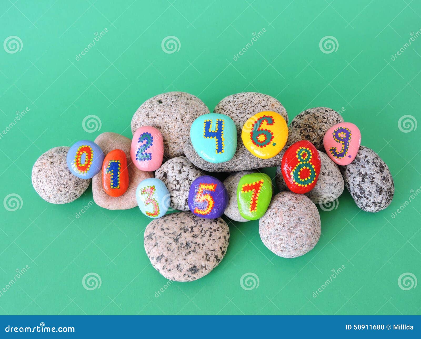 Stone with painted numbers stock photo. Image of numbers - 50911680