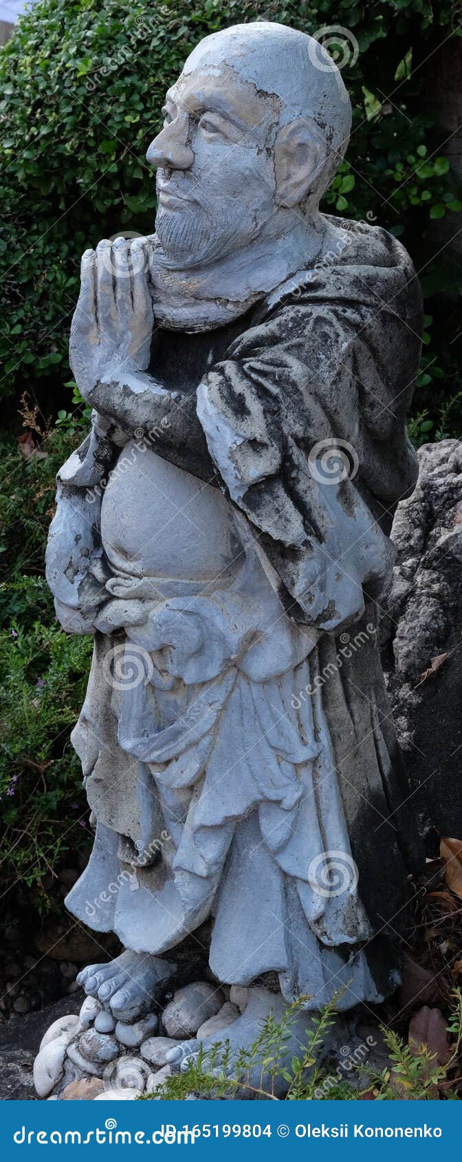 Stone Park Sculpture of a Buddhist Monk Stock Photo - Image of monument ...