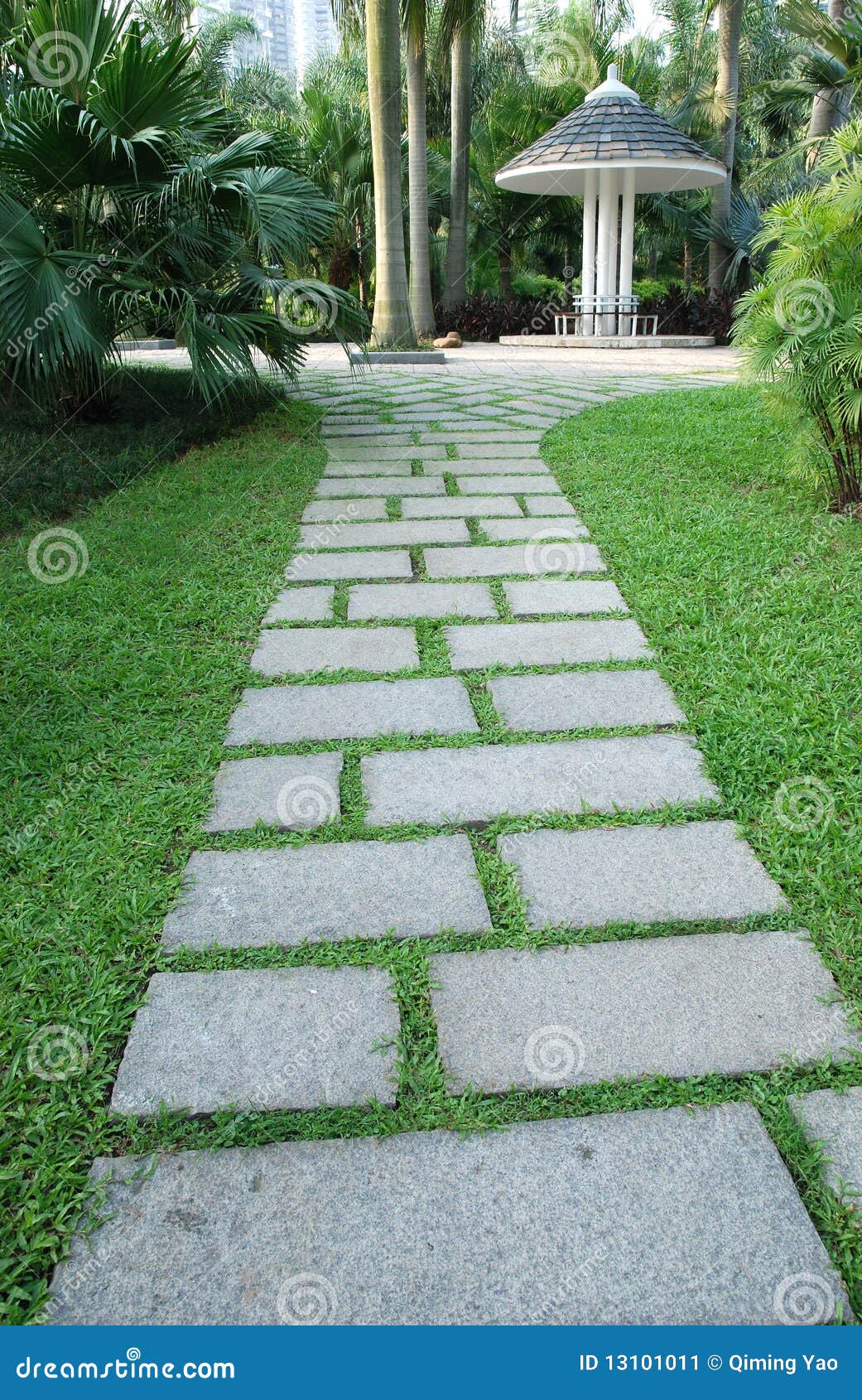 Stone path stock image. Image of trees, plants, pavilion - 13101011