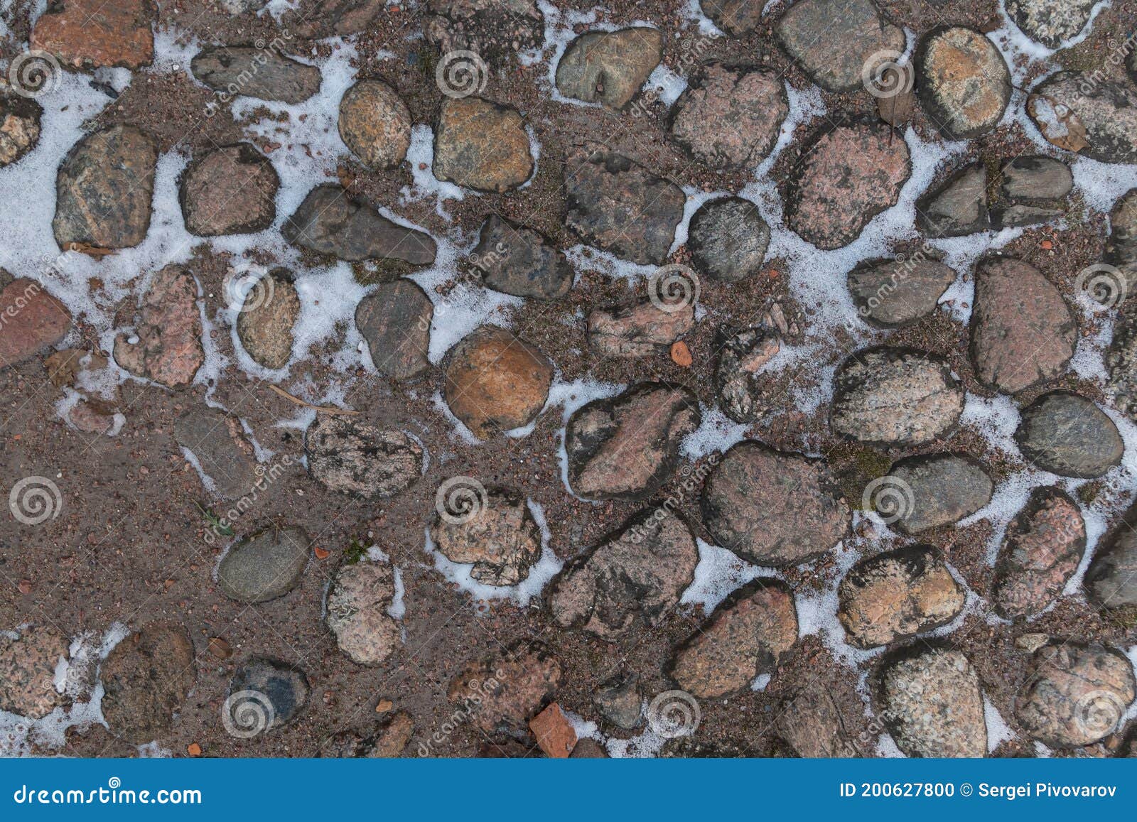 Stone Path Destroyed Old Granite Cobblestones and Earth Stock Photo ...