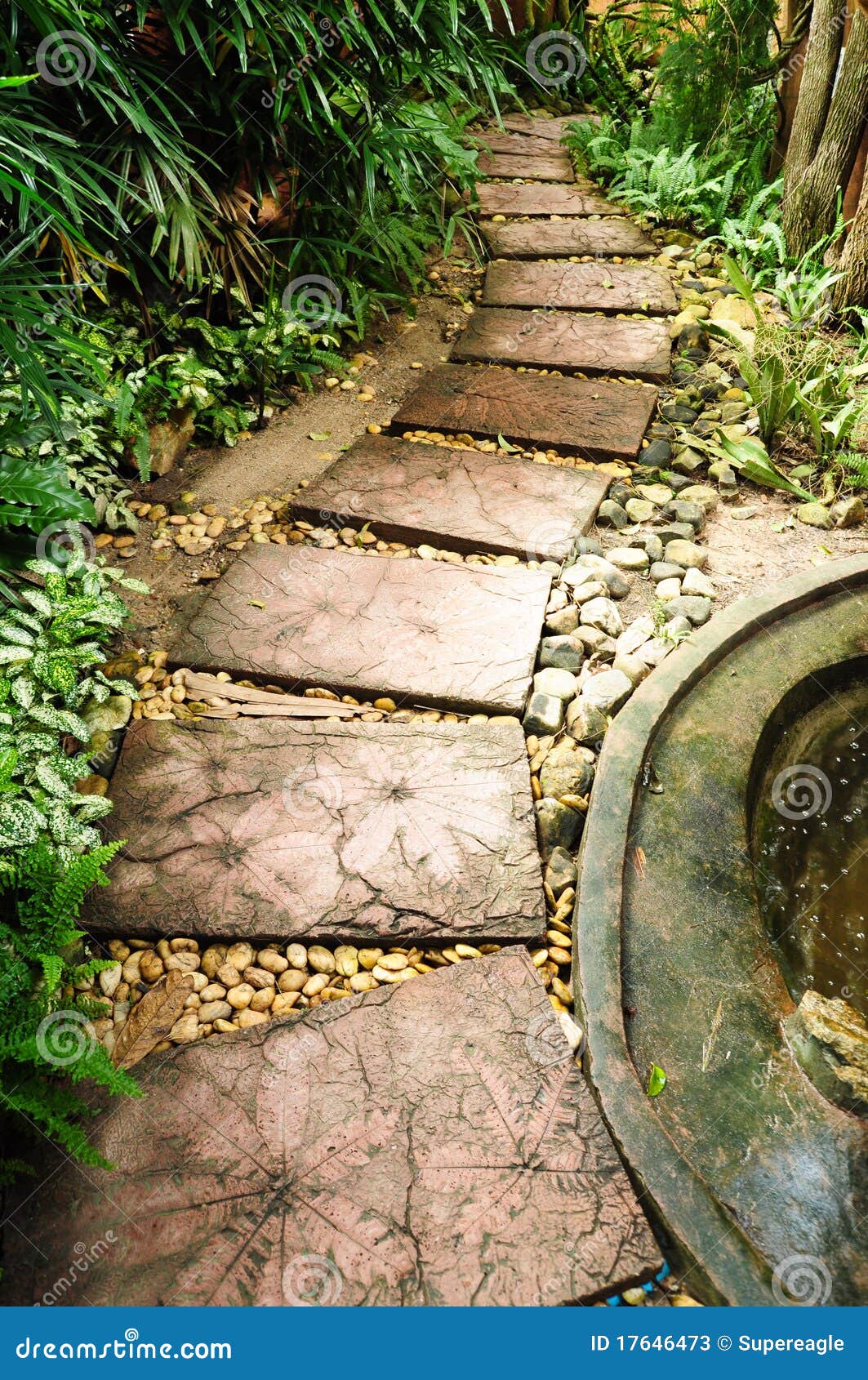 Stone path in the garden stock image. Image of park, path - 17646473