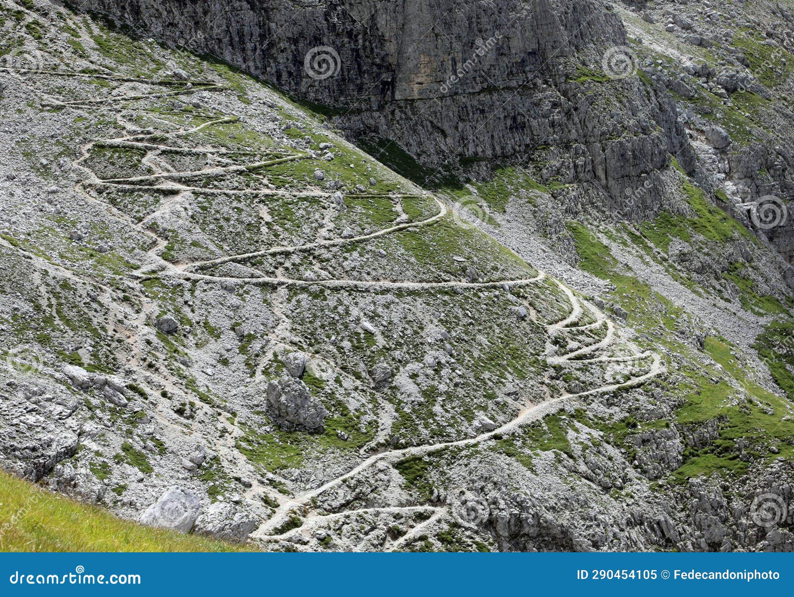 Stone Path High in the Alps on Zigzag Slopes Stock Image - Image of ...
