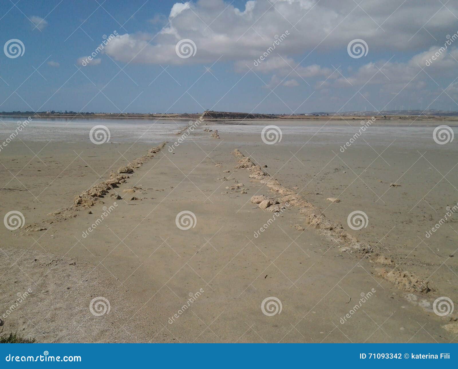 A Stone Path in the Middle of the Salt Lake Beutifull Blue Sky Above ...