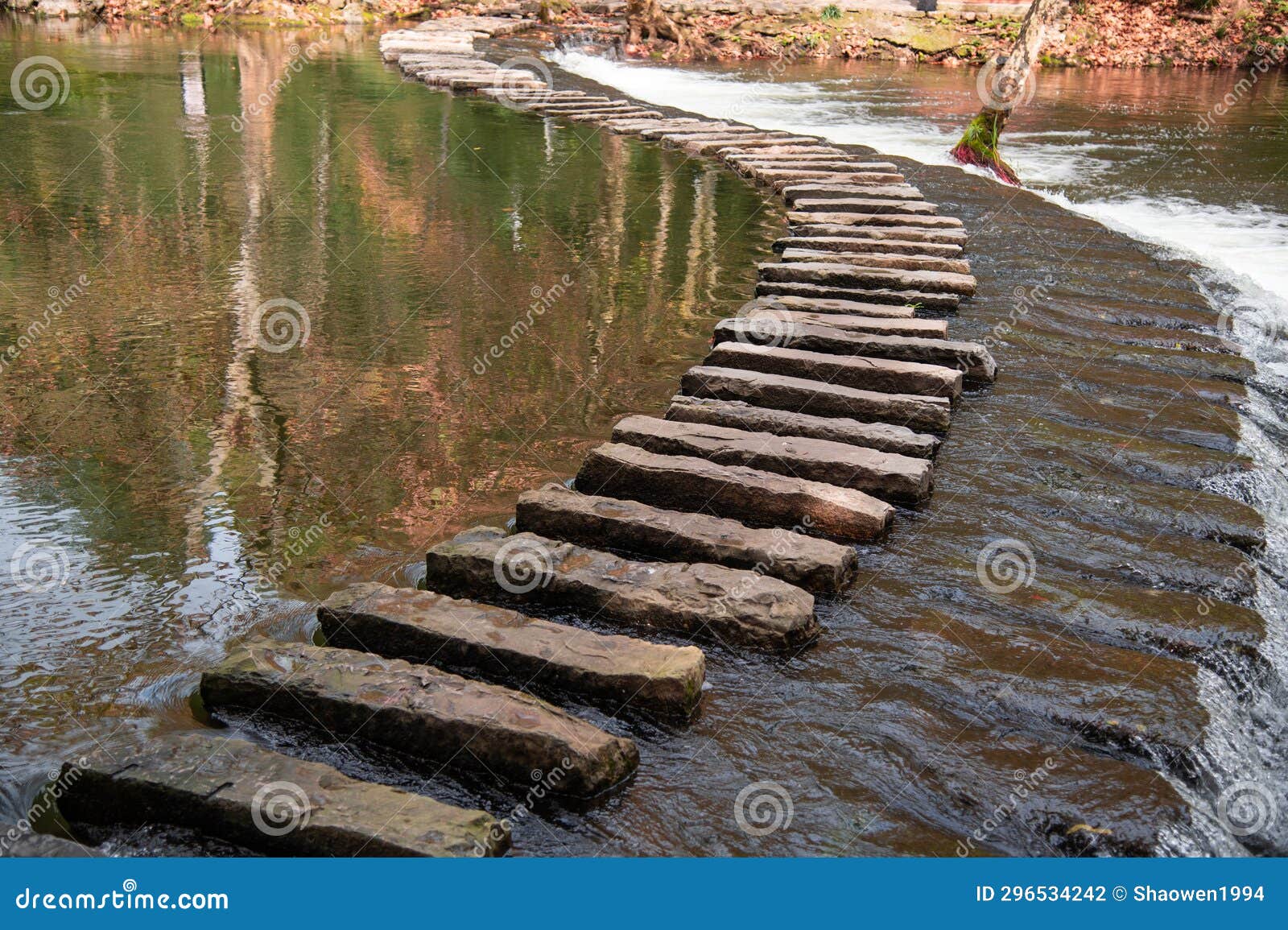Stone path on river stock photo. Image of pedestrian - 296534242