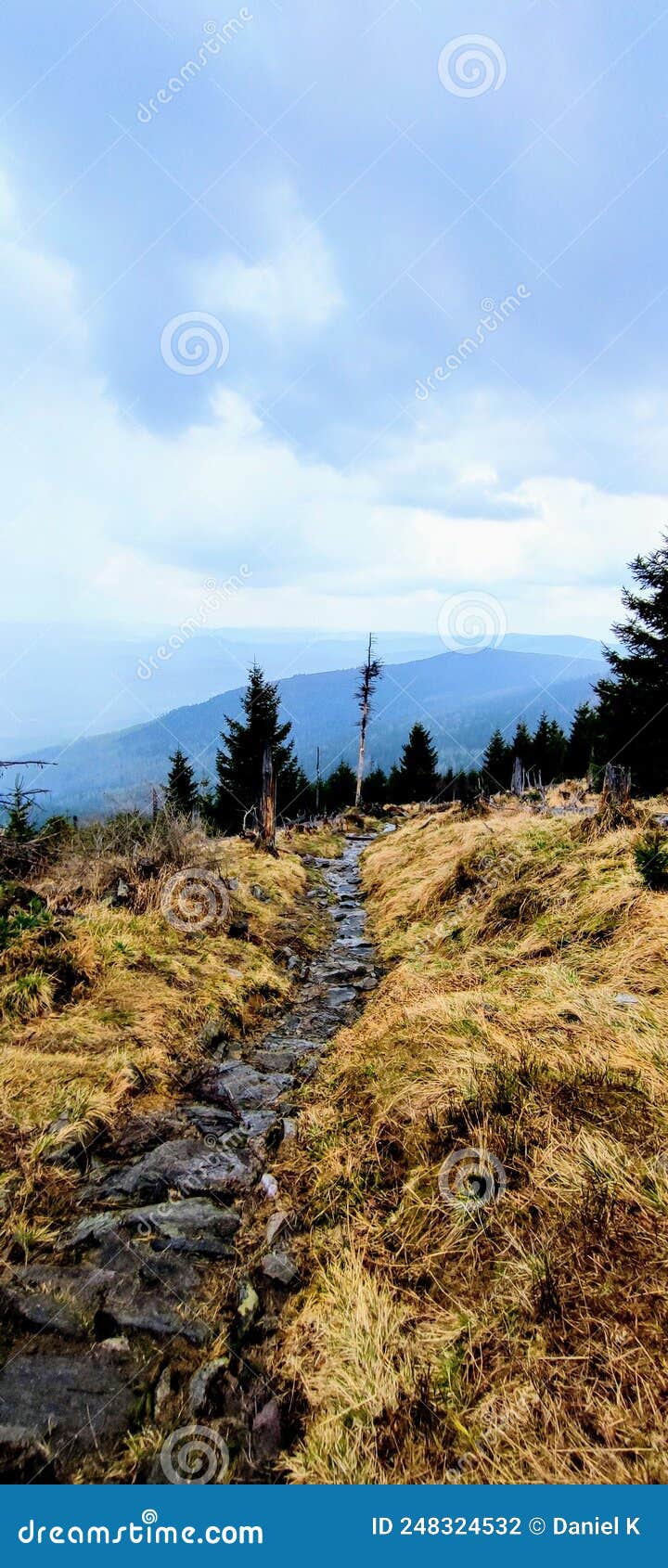 Stone Path Stones Path Trail Trail Mountain Sky View Nature Stock Photo ...