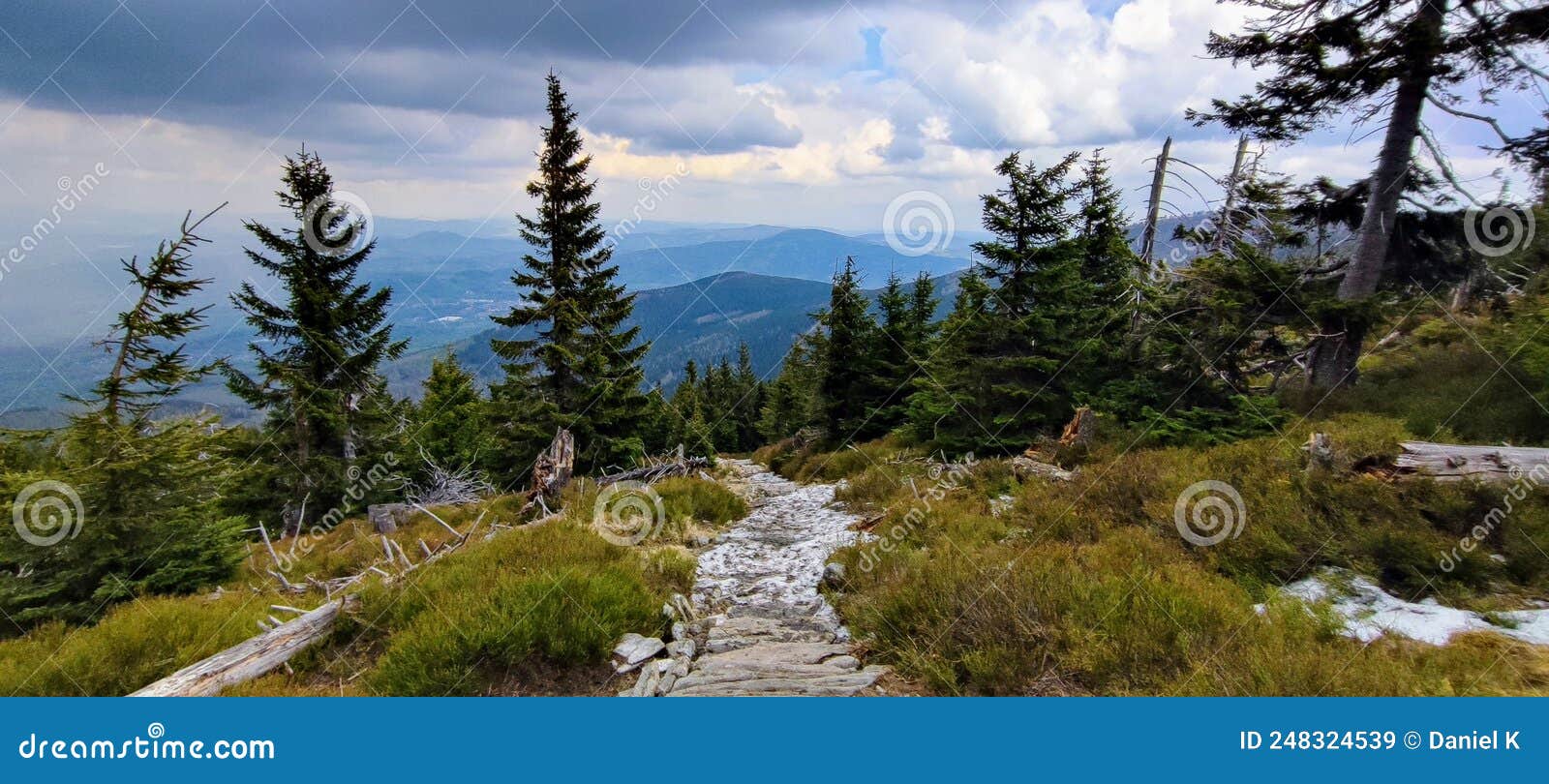 Stone Path Stones Path Trail Trail Mountain Sky View Nature Stock Image ...