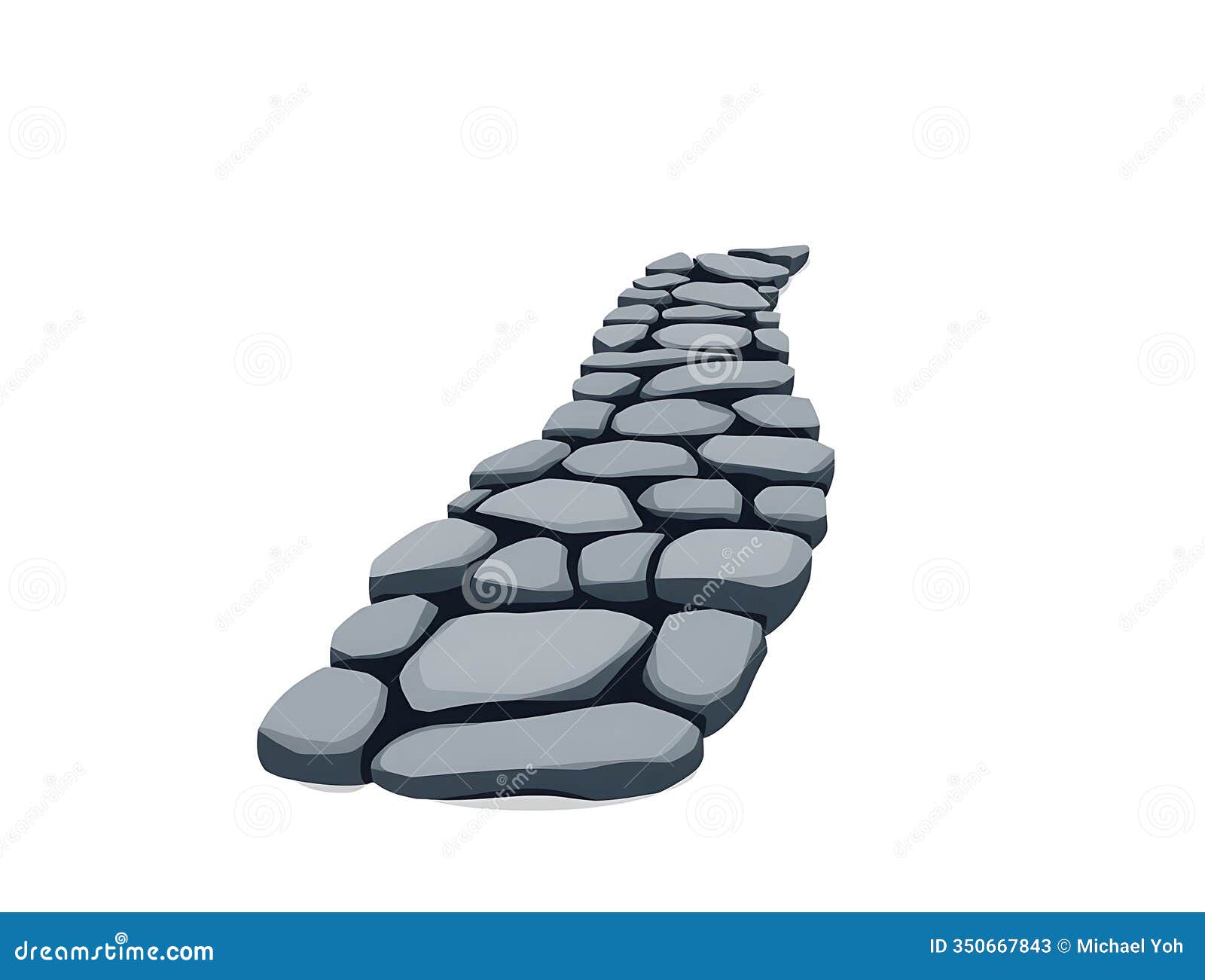 Stone Path: a Winding Cobblestone Road, Simple Cartoon Style Stock ... Stone Path: a Winding Cobblestone Road, Simple Cartoon Style Stock ...